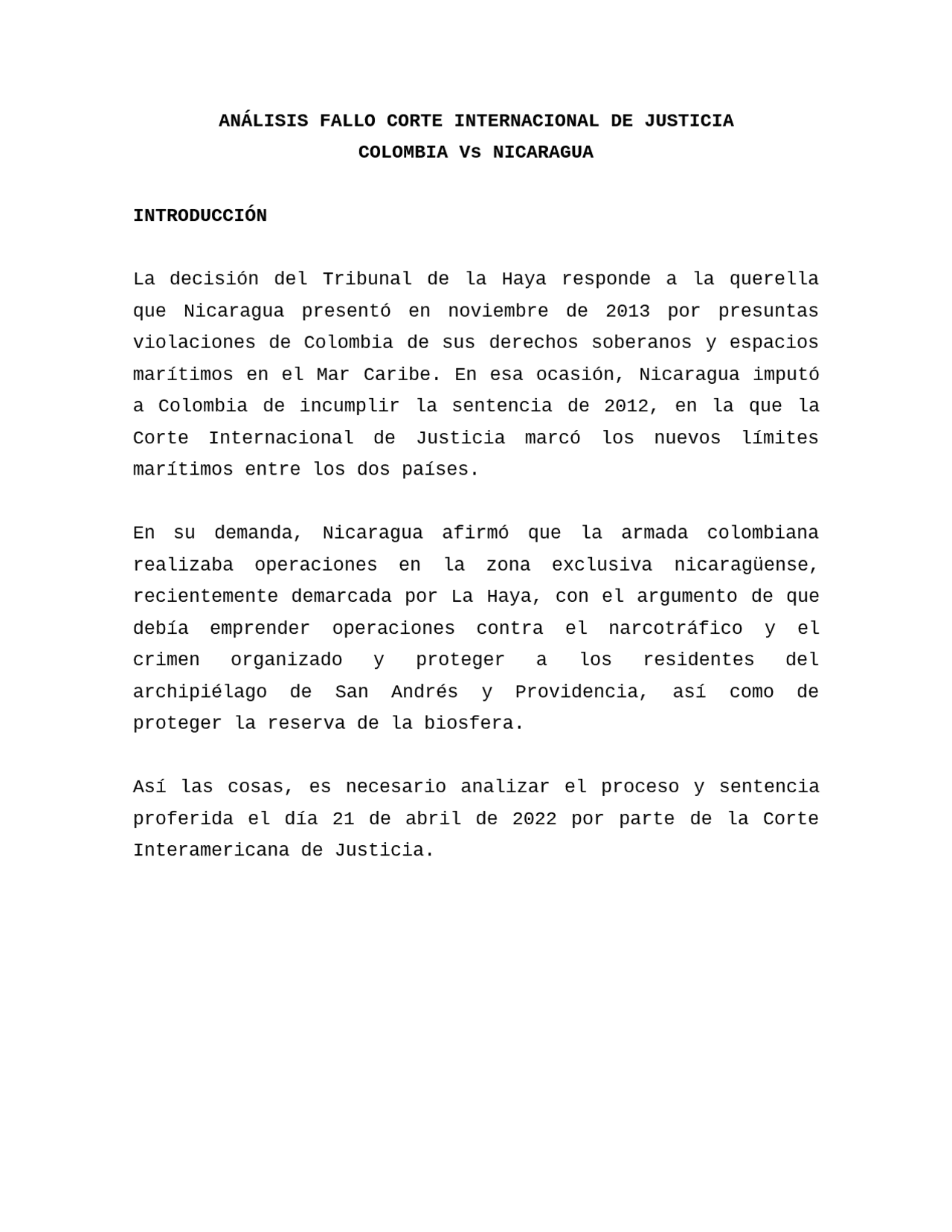 ANALISIS FALLOR NICARAGUA VS COLOMBIA | Esquemas y mapas conceptuales ...