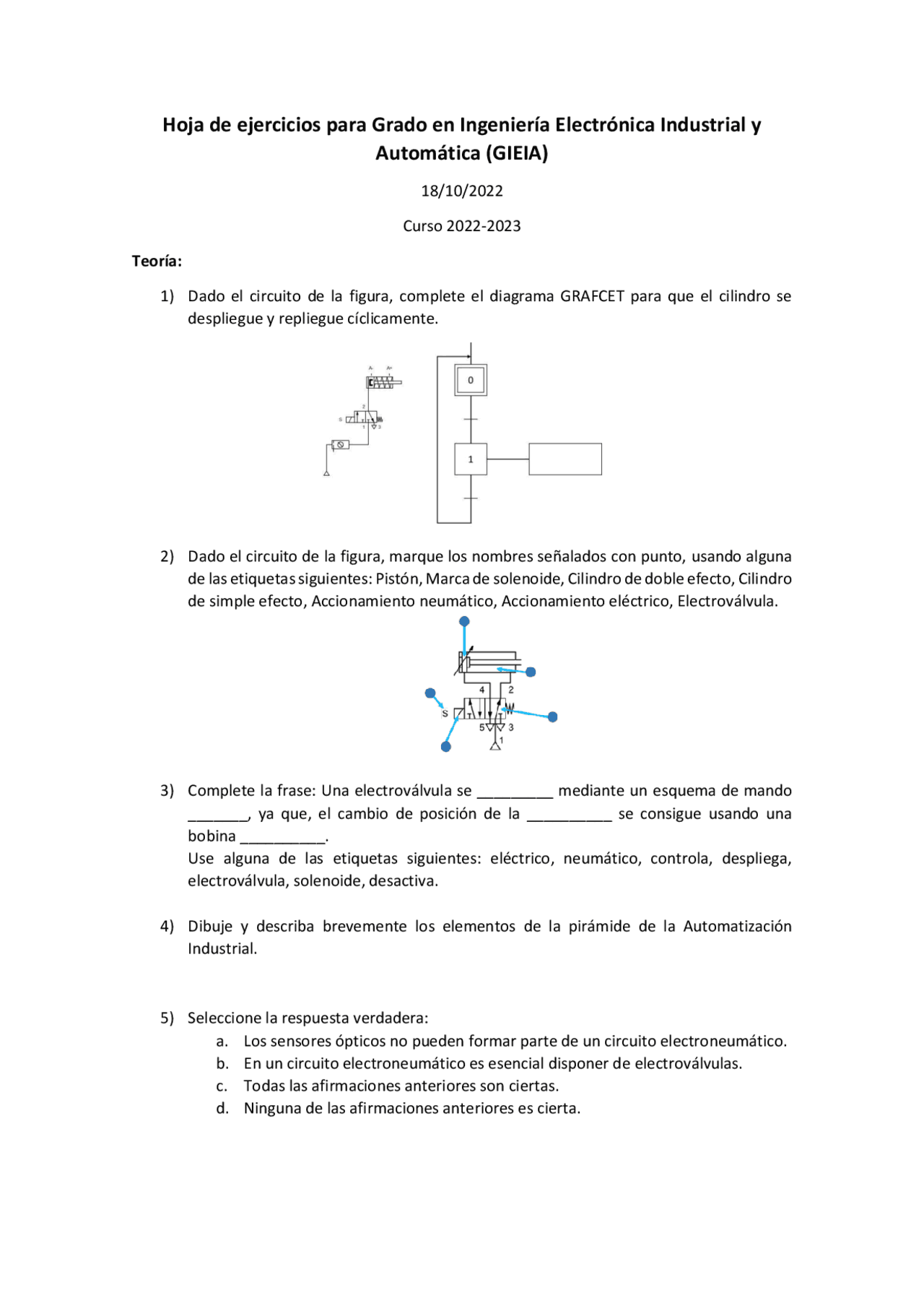 Ejercicios De Neumatica Apuntes De Automatización Industrial Docsity