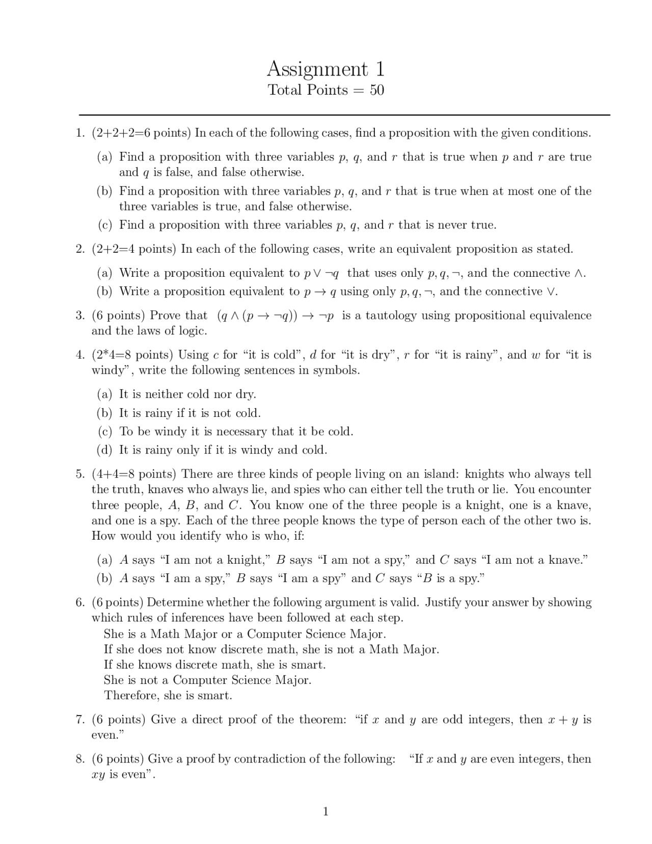 Assignment 1 Full Doc Assignments Computer Science Docsity