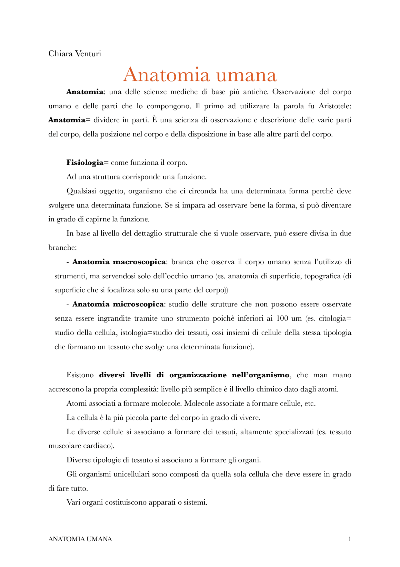 Anatomia Del Corpo Umano Appunti Di Anatomia Docsity