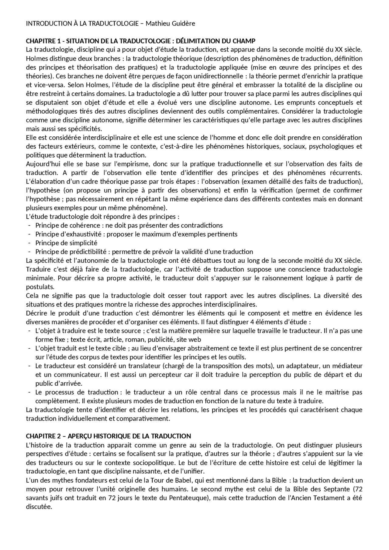 Introduction à La Traductologie Di Mathieu Guidère Riassunto