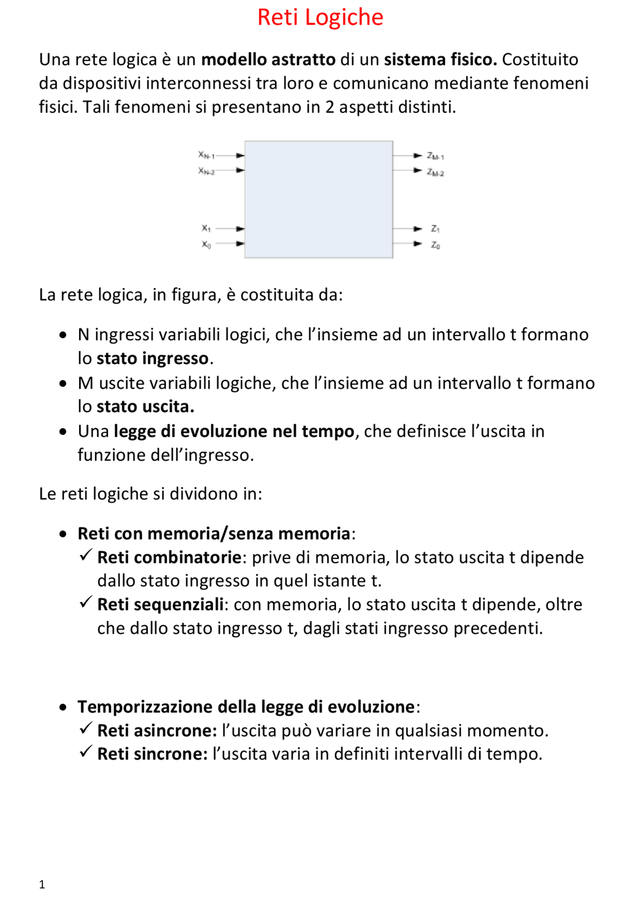 Riassunto Sulle Reti Logiche Appunti Di Calcolatori Elettronici Docsity