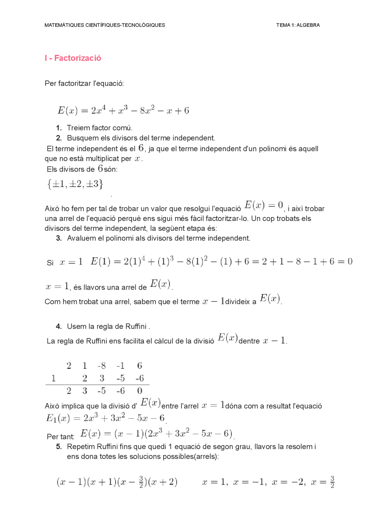Álgebra: Tema 1 Matemáticas | Resúmenes de Matemáticas | Docsity