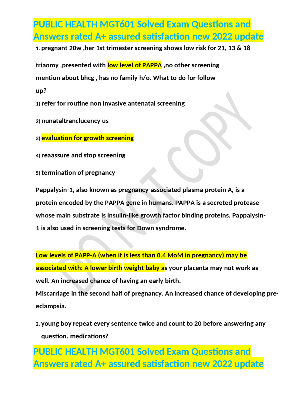 Public Health Mgt601 Solved Exam Questions And Answers Rated A Assured