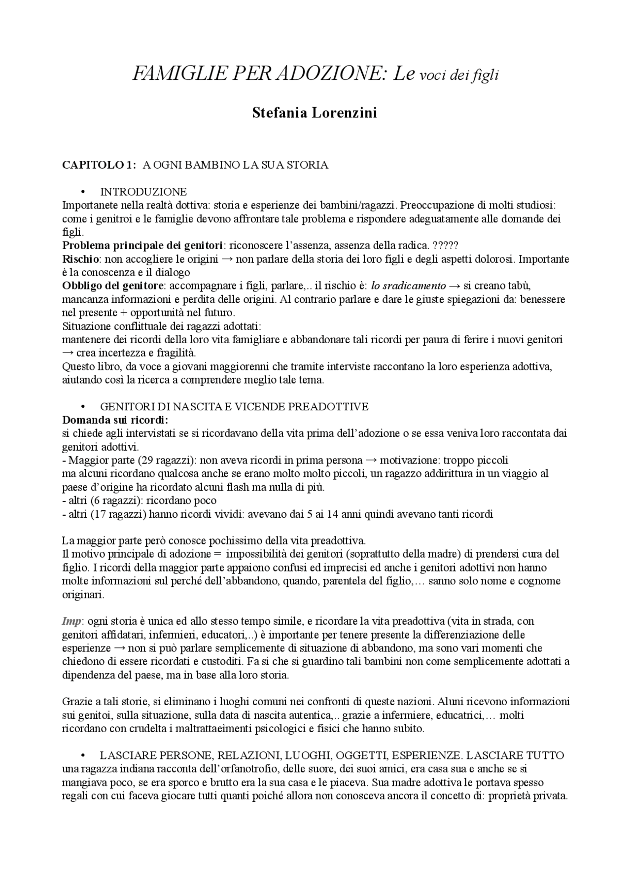 Famiglie Per Adozione Le Voci Dei Figli Schemi E Mappe Concettuali