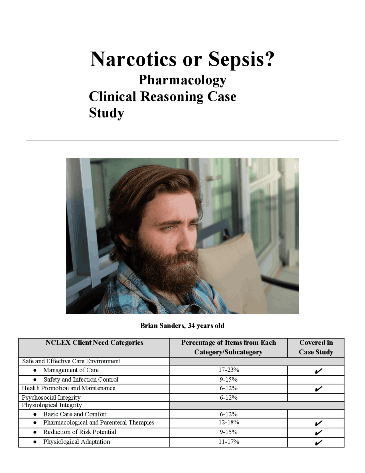 (Answered) Narcotics or Sepsis Pharmacology Clinical Reasoning Case Study | Exams Pharmacology ...
