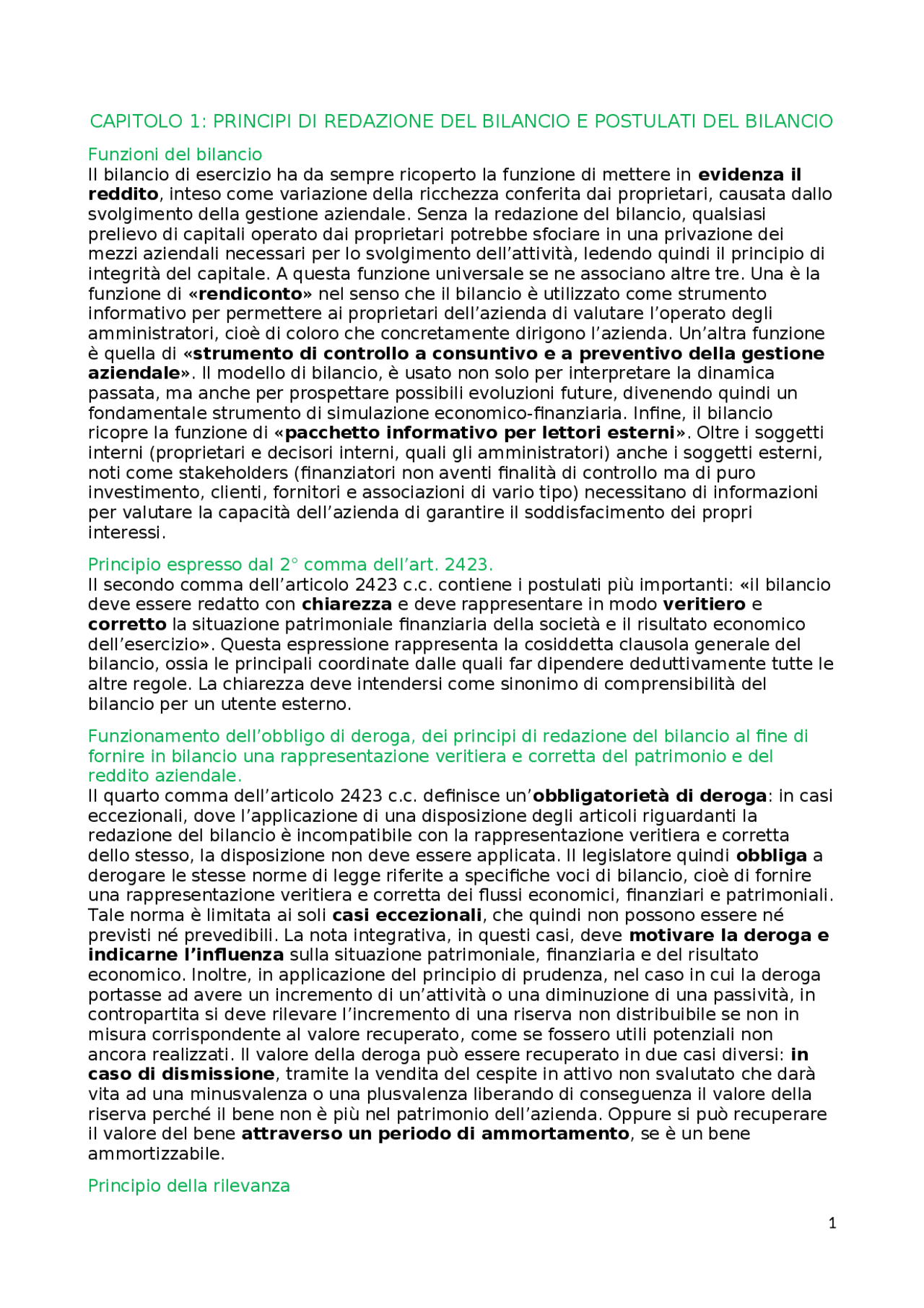 Bilancio Civilistico OIC e IAS/IFRS, Risposte domande d'esame ...