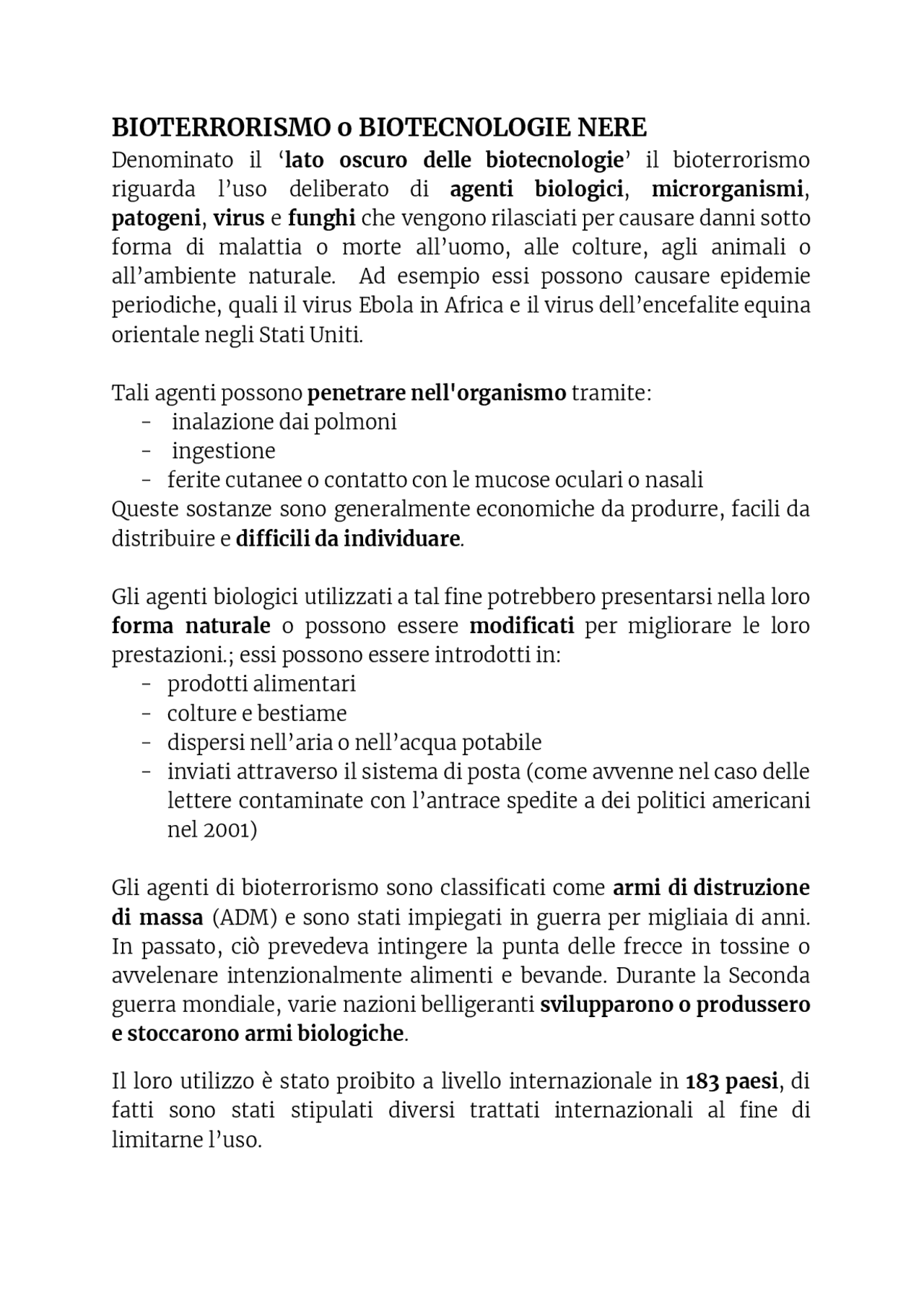 Sintesi Delle Biotecnologie Nere Appunti Di Biologia Docsity