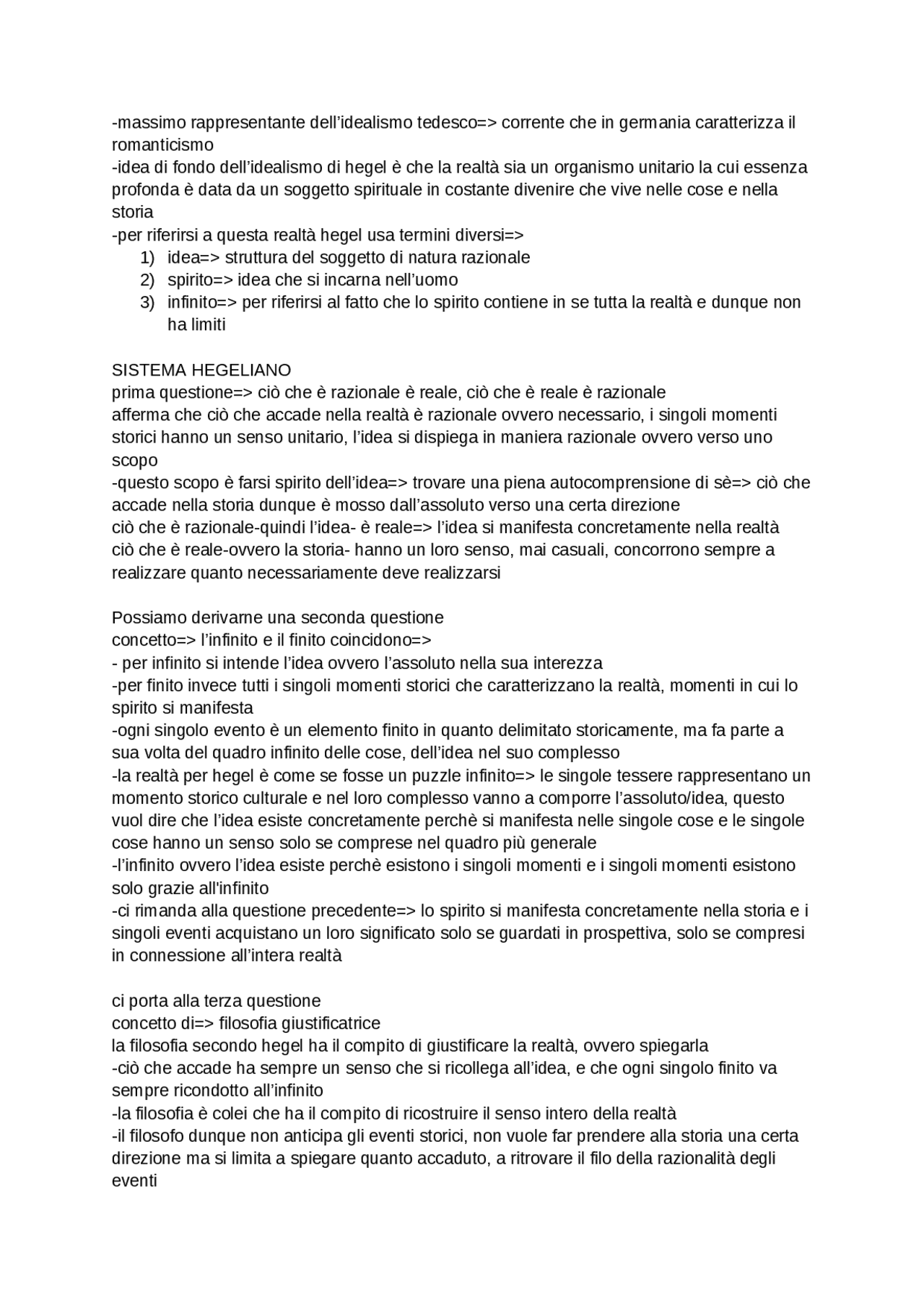 Appunti Su Hegel Idealismo Hegeliano Schemi E Mappe Concettuali Di