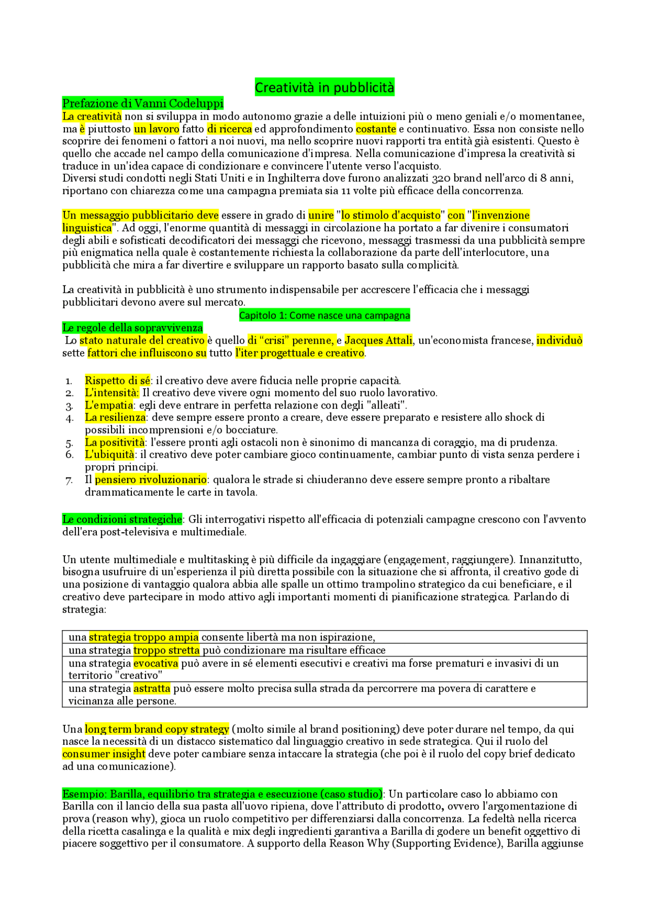 Riassunto Creatività In Pubblicità Dispense Di Semiotica Della