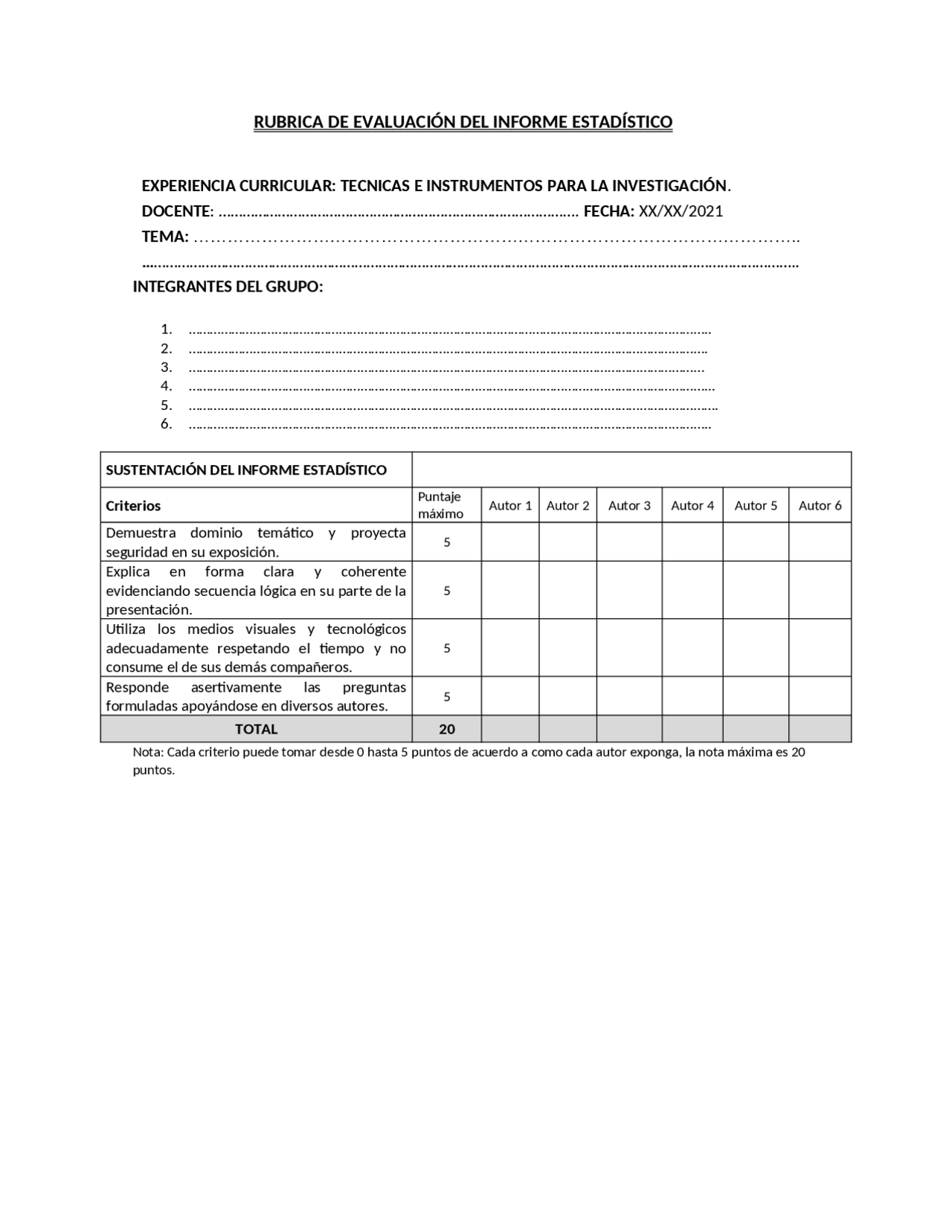 Rubrica De Evaluación Apuntes De Biología Docsity