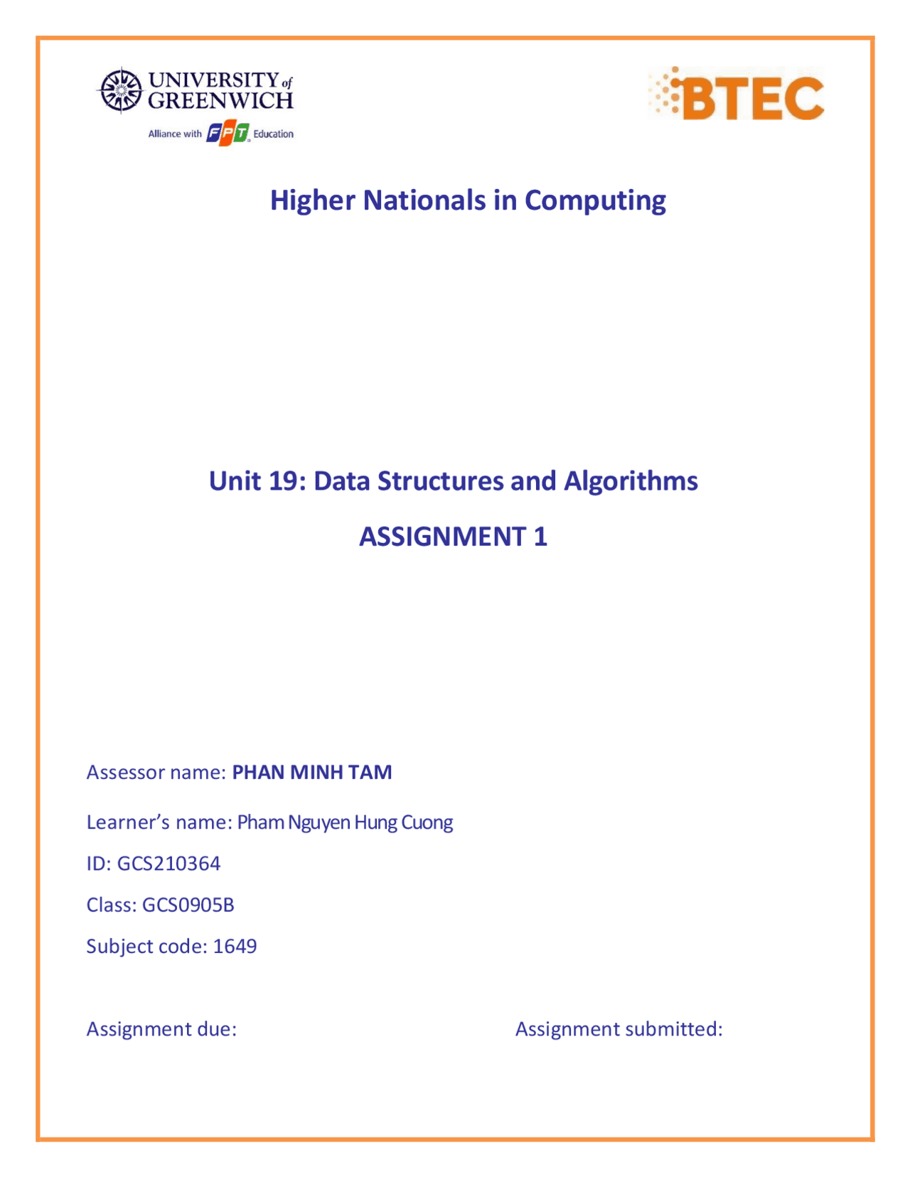Data Structures And Algorithms Assignment 1 Assignments Data Structures And Algorithms Docsity