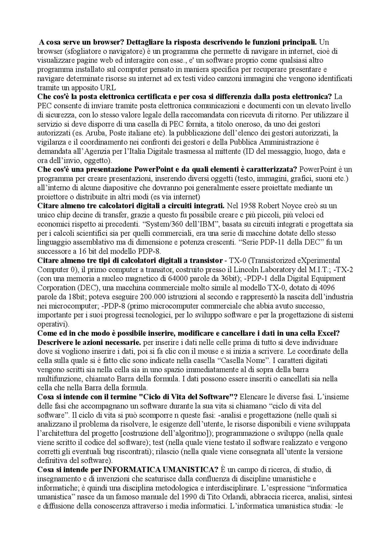 Informatica Domande Chiuse E Aperte Filologia Moderna Lm 14 Ecampus