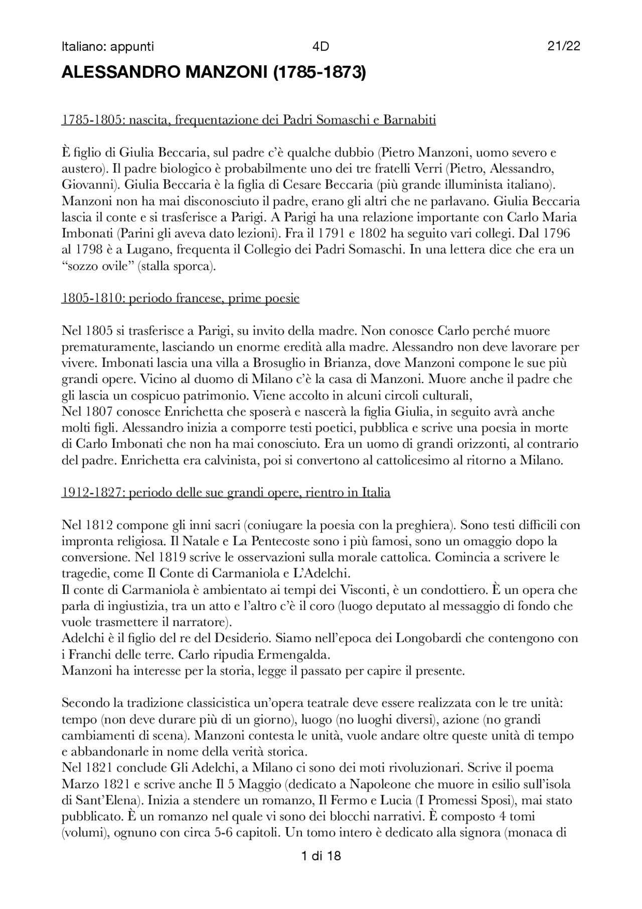 Appunti sul romanzo «I Promessi Sposi» di Alessandro Manzoni: sequenze ...