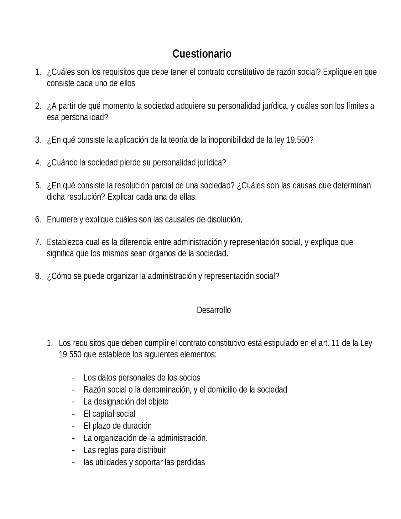 Cuestionario derecho privado | Ejercicios de Derecho Privado | Docsity