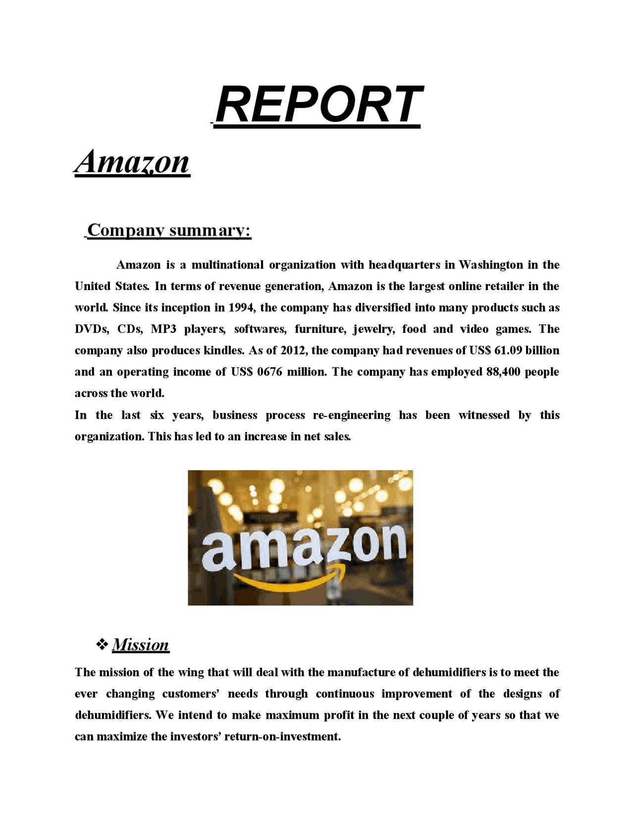 Project on amazon international | Essays (high school) Technology | Docsity