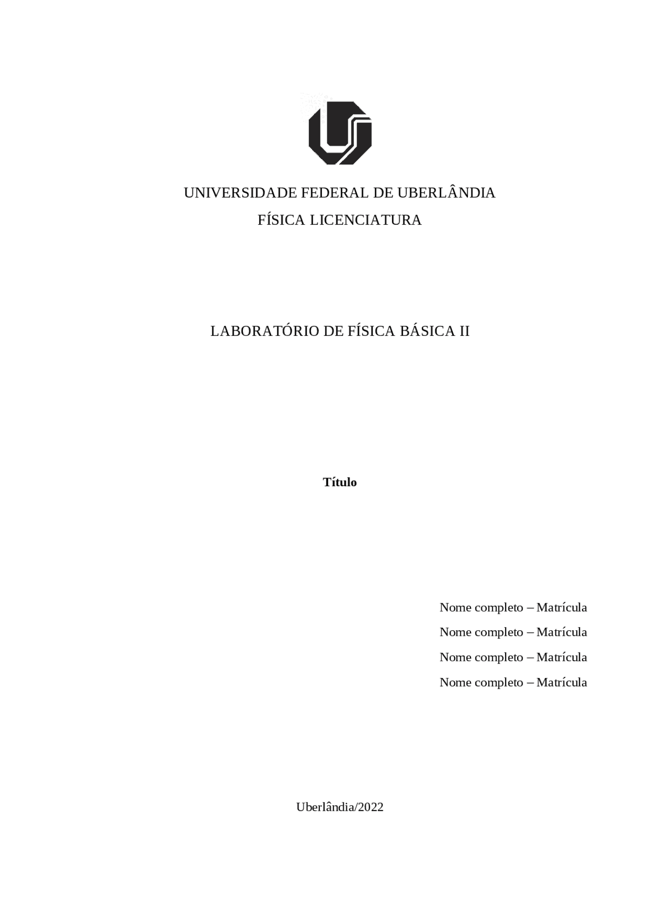 Modelo De Relatório De Física Experimental Trabalhos Física