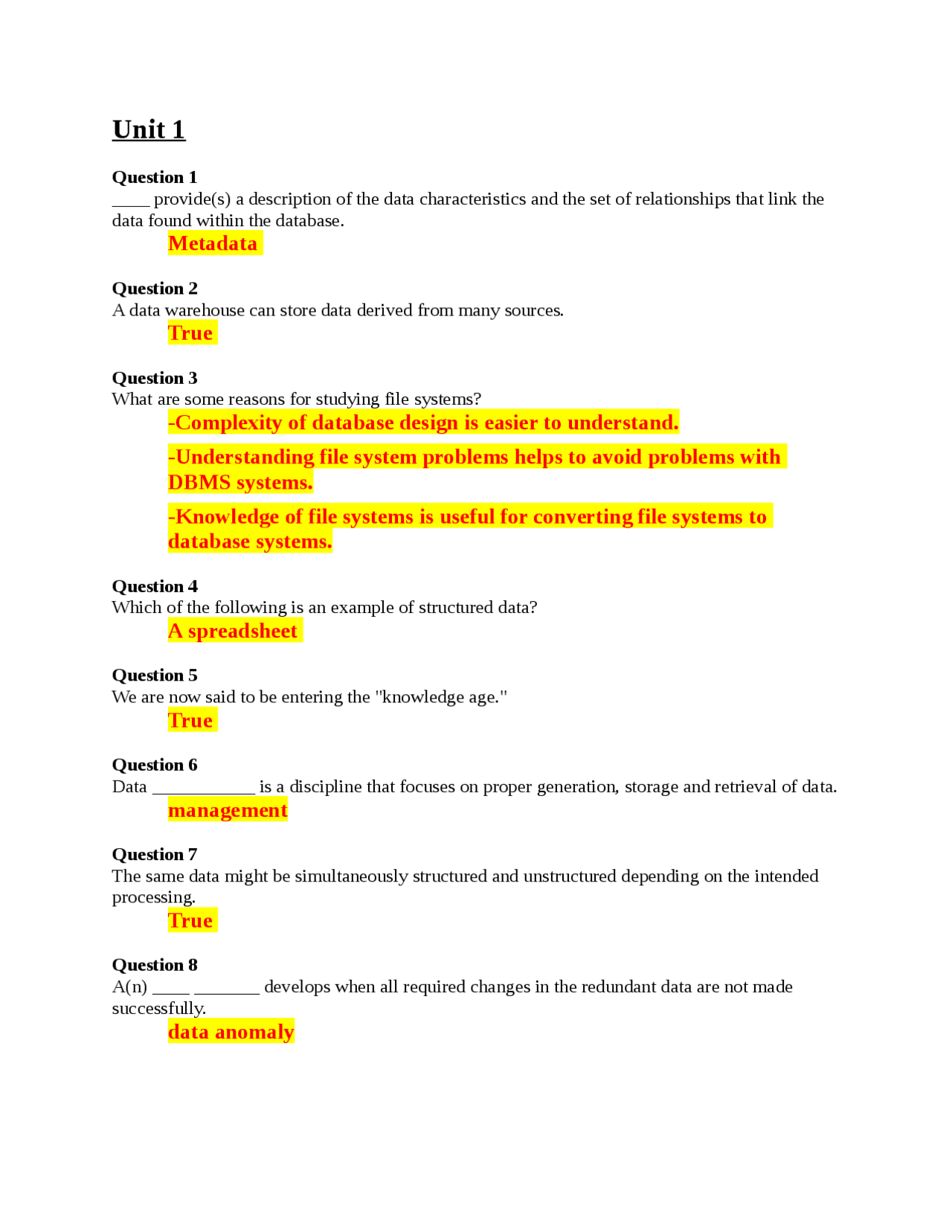 Cis 223 Database Midterm Review Ecpi University Newport News Exams Communication Docsity