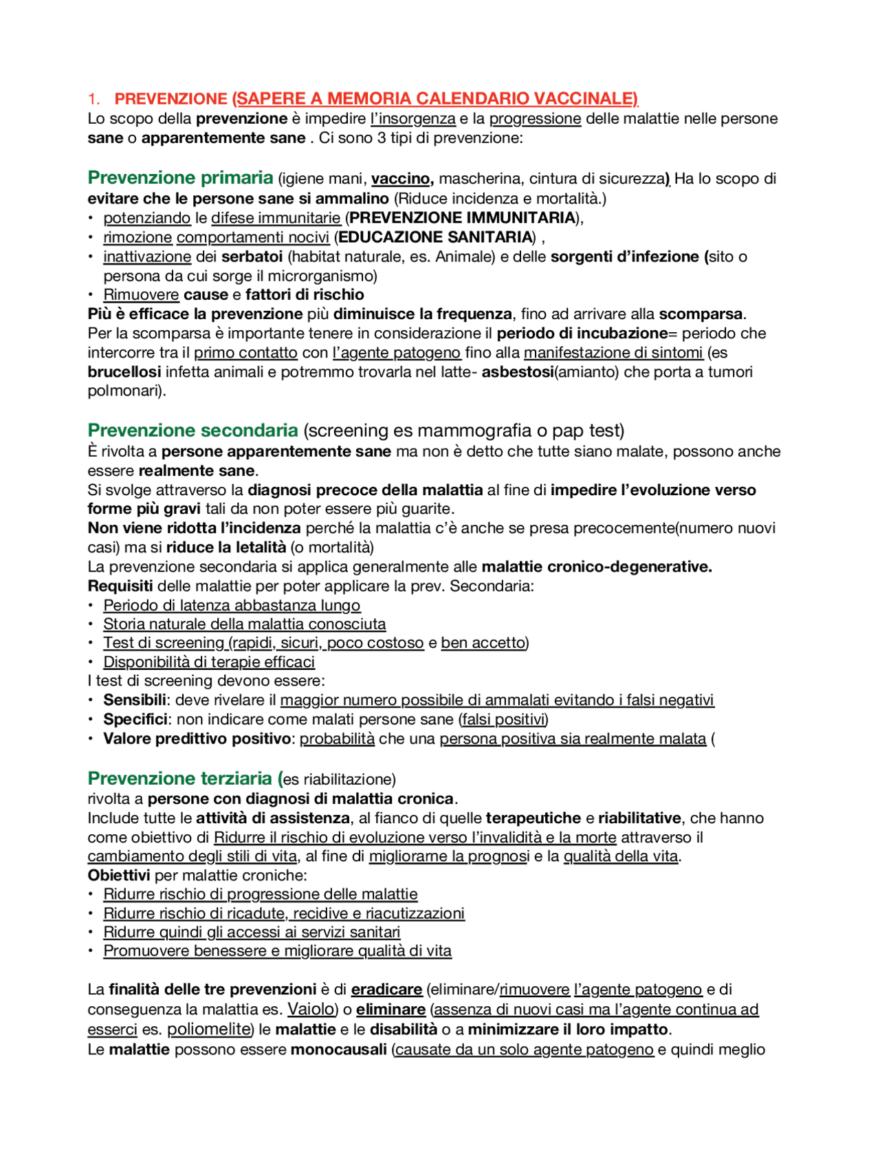 Prevenzione Prof Ctrombetta Appunti Di Medicina Preventiva Docsity