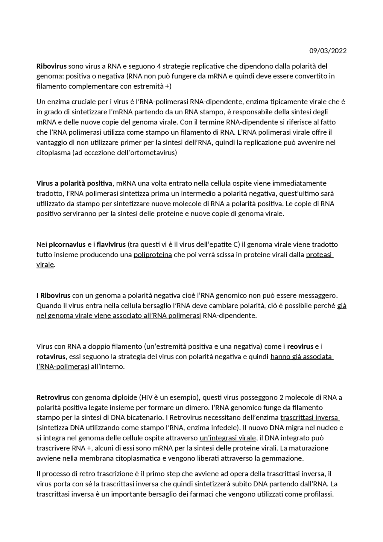 Lezione di virologia primo anno TLB | Appunti di Microbiologia | Docsity