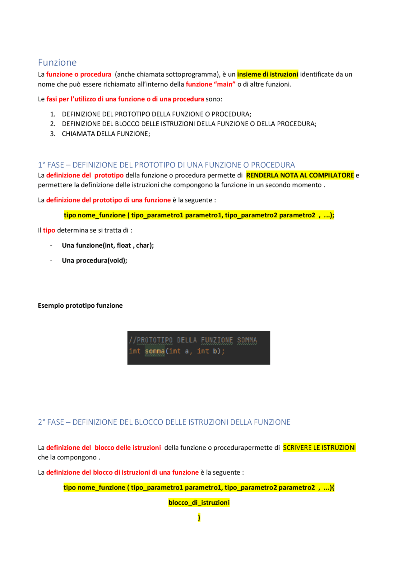 Le Funzioni E Come Funzionano Appunti Di Informatica Docsity