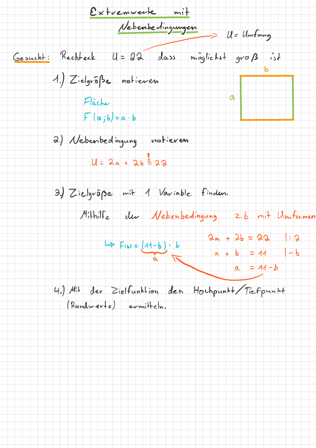 Extremwerte Mit Nebenbedingungen Zusammenfassungen Mathematik Docsity