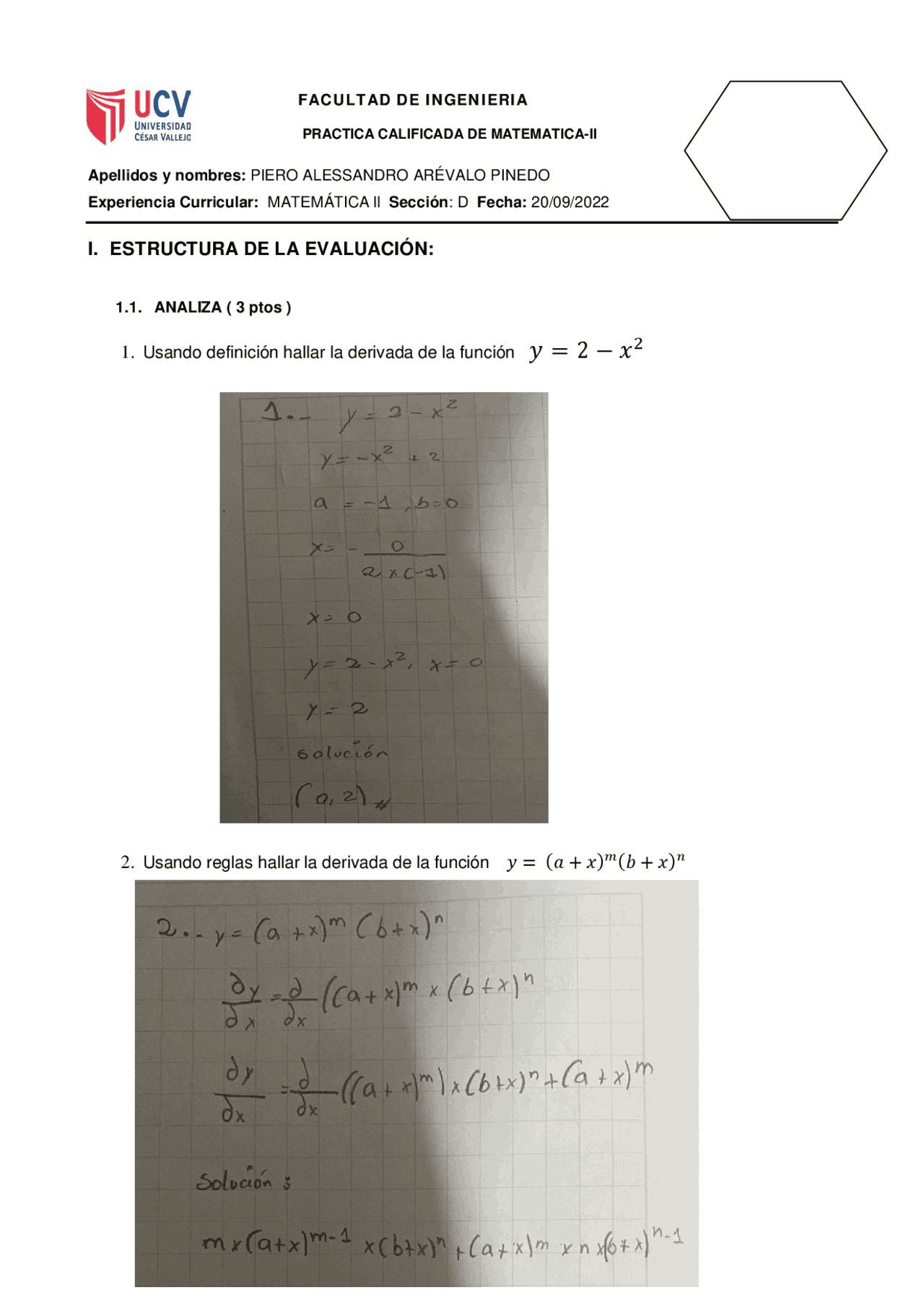 Practica Calificada Matematica Ii Slides De Mathématiques Docsity