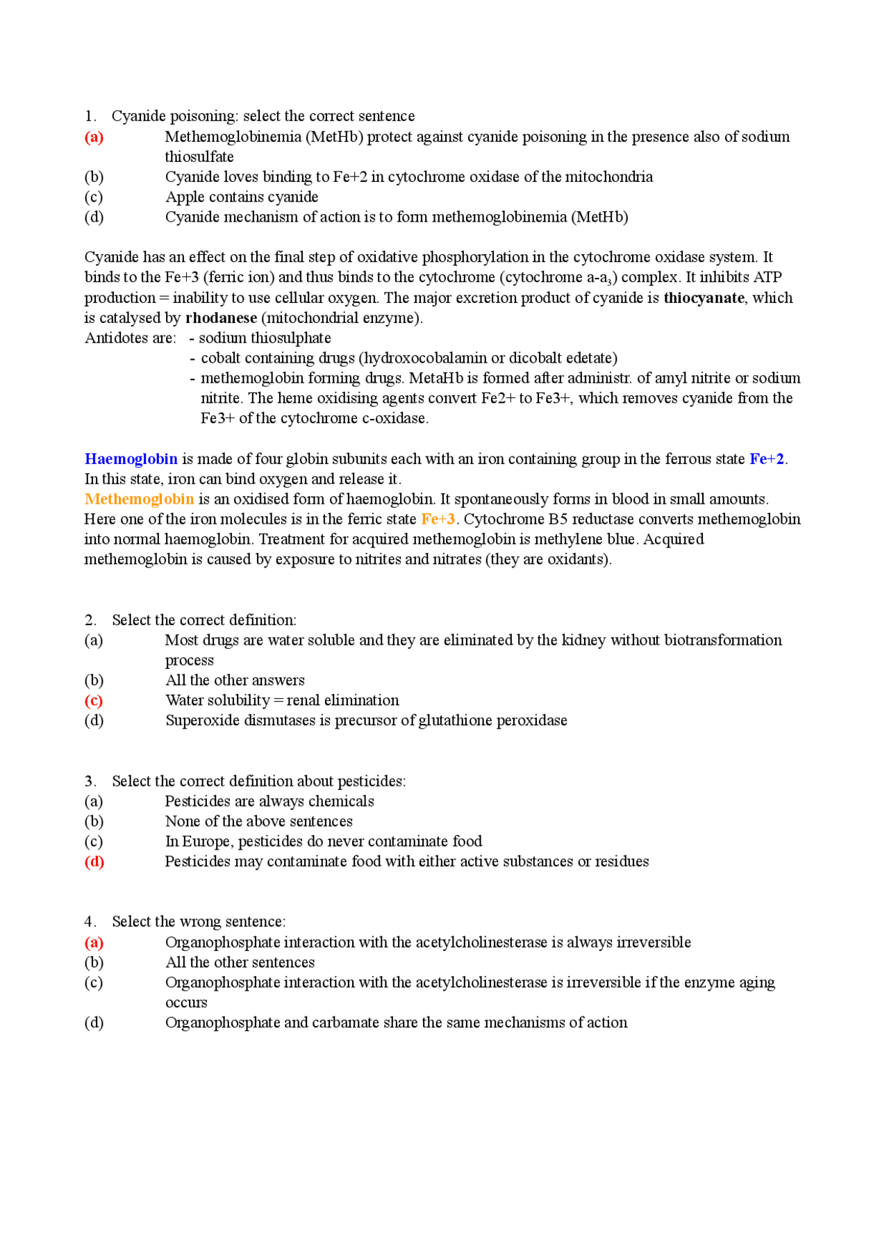 Prova Esame Food Toxicology Fsfrm 2021 2022 Prove Desame Di