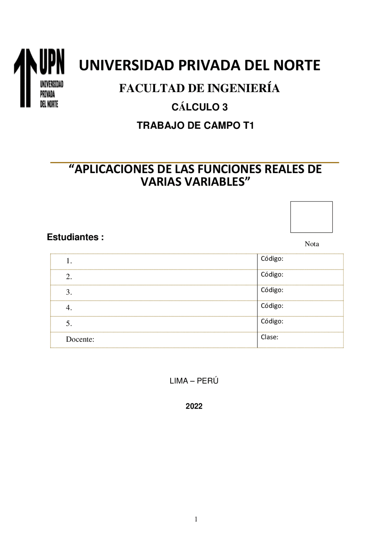 Trabajo De Campo 12 Para La U Resúmenes De Cálculo Docsity