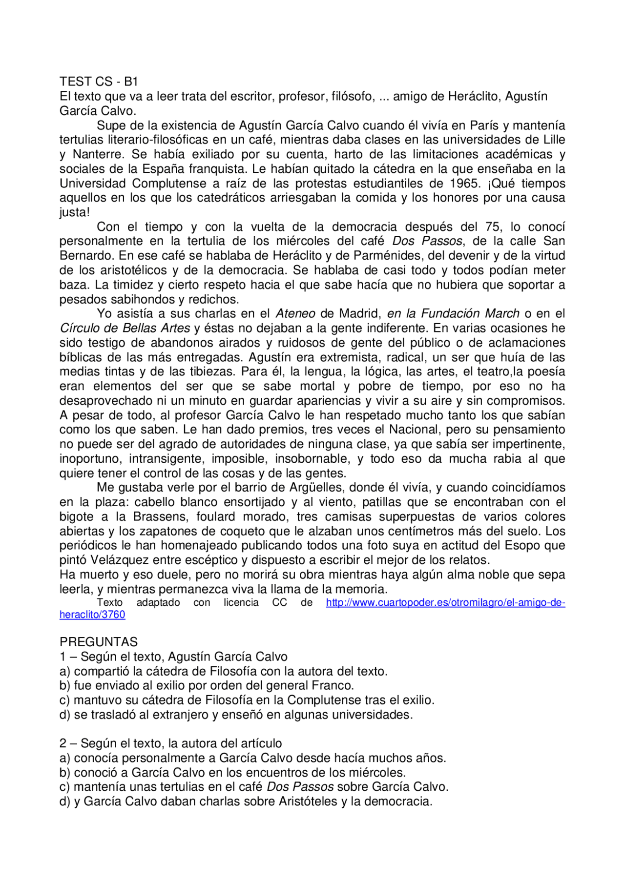 Testo Di Comprensione Esercizi Di Lingua Spagnola Docsity
