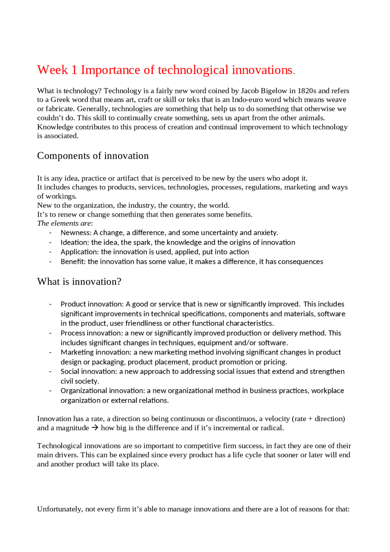 Riassunti Management Of Technology Appunti Di Management Analysis And