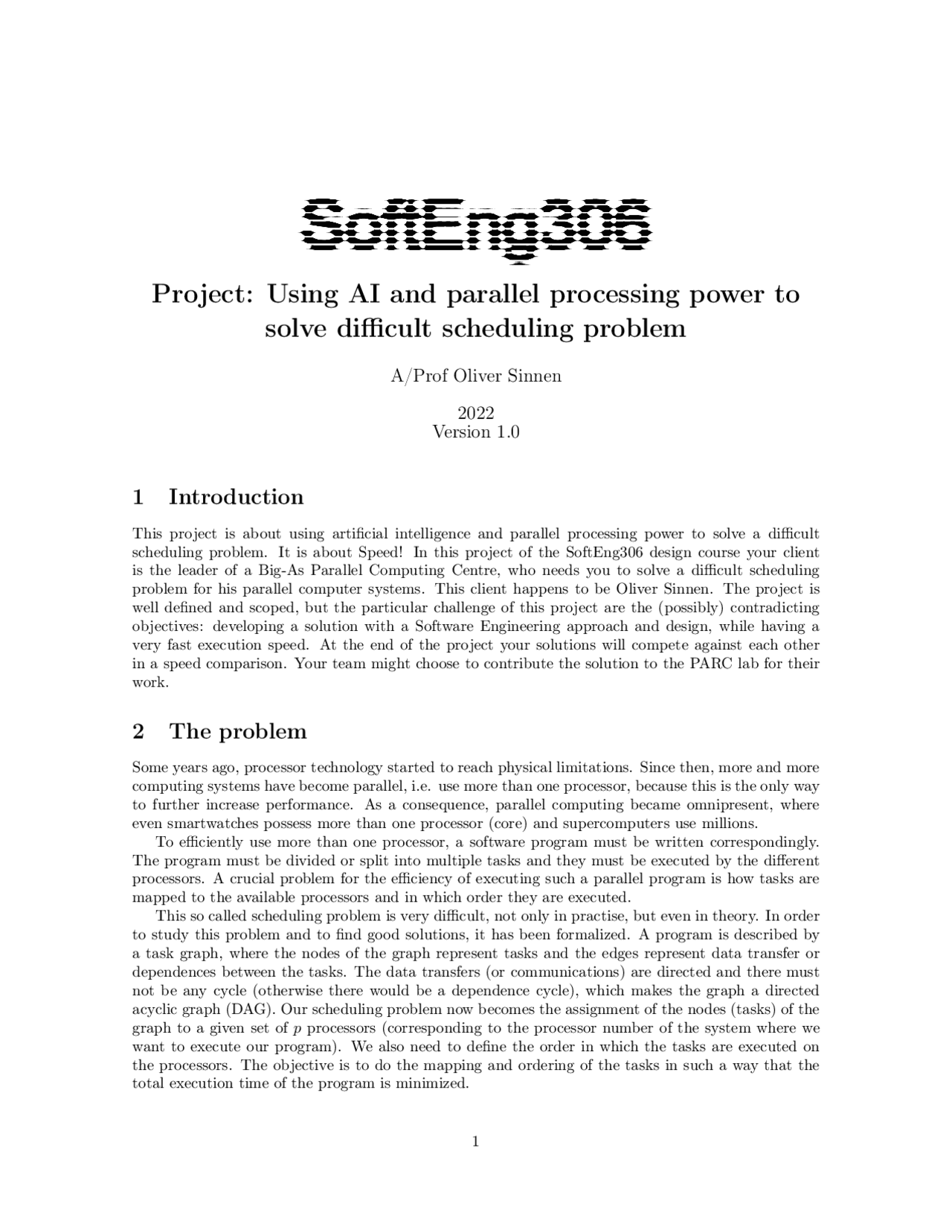 Project Description Softeng 306 Lecture Notes Software Engineering