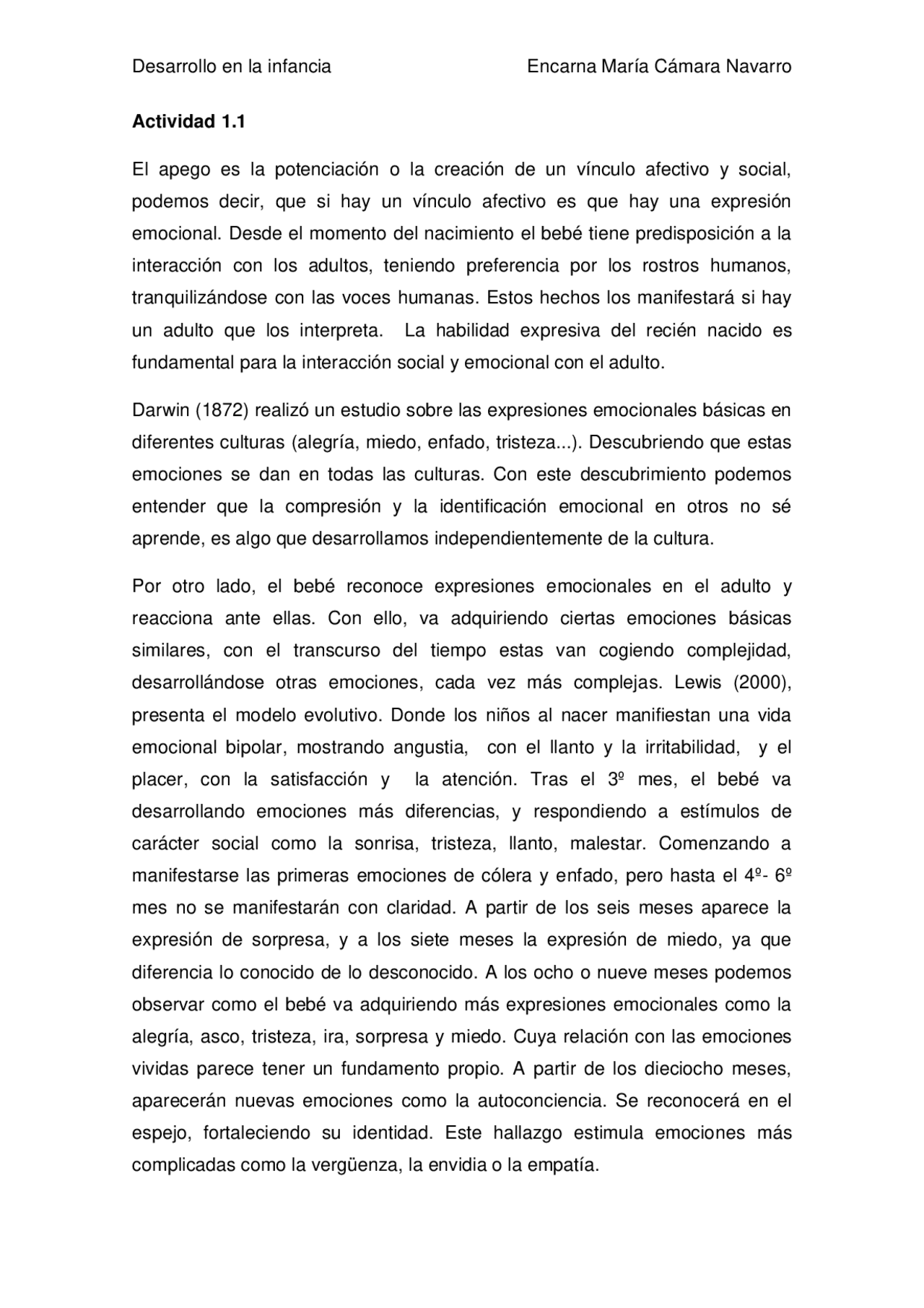 Desarrollo En La Infancia Ejercicios De Psicología Del Desarrollo