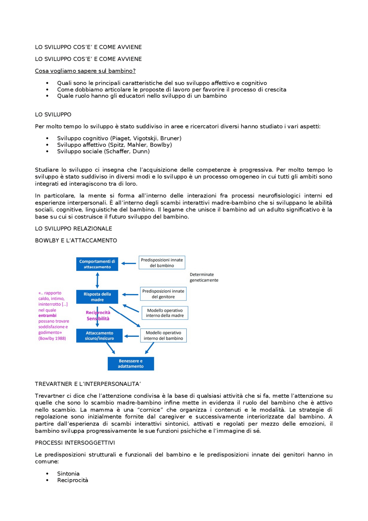Sviluppo Del Bambino Dispense Di Scienze Delleducazione Docsity