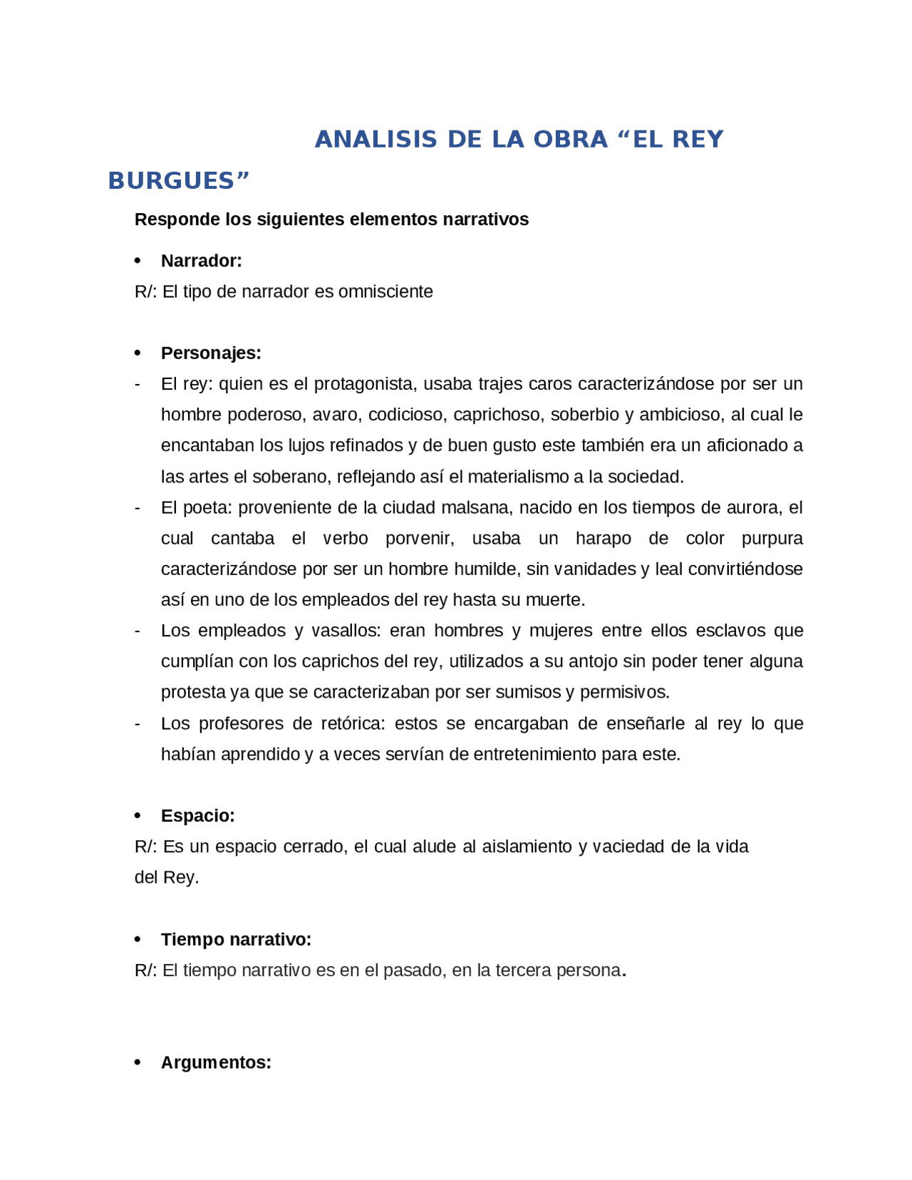 EL ANALISIS DEL REY BURGUES | Resúmenes de Lengua y Literatura | Docsity