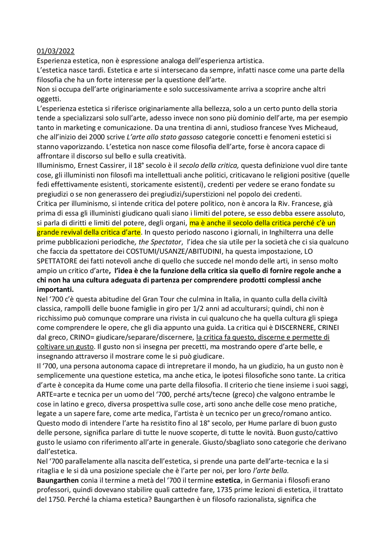 Appunti Estetica Con Il Prof Cecchi Appunti Di Estetica Docsity