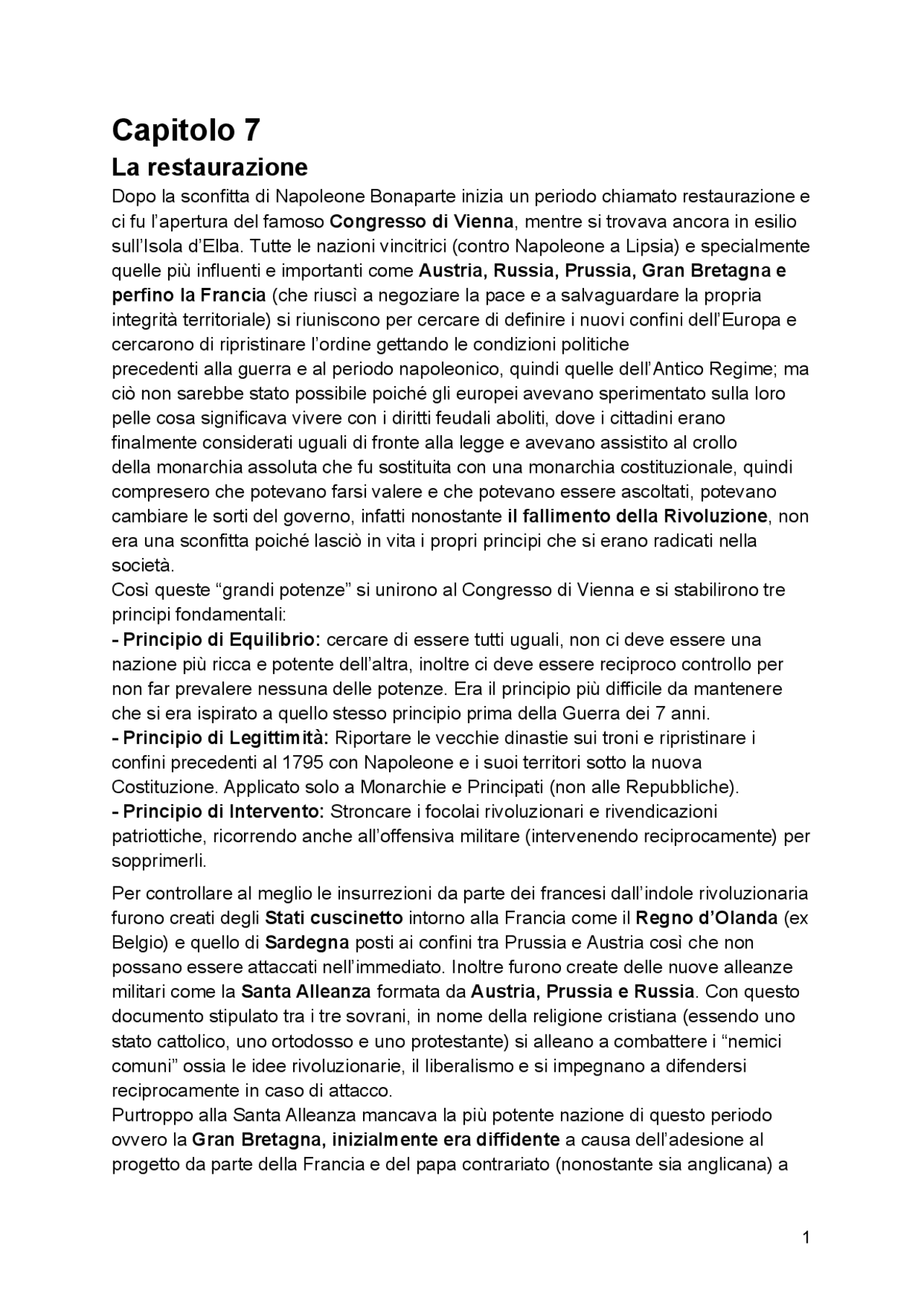 Riassunti Sulla Restaurazione Appunti Di Storia Docsity