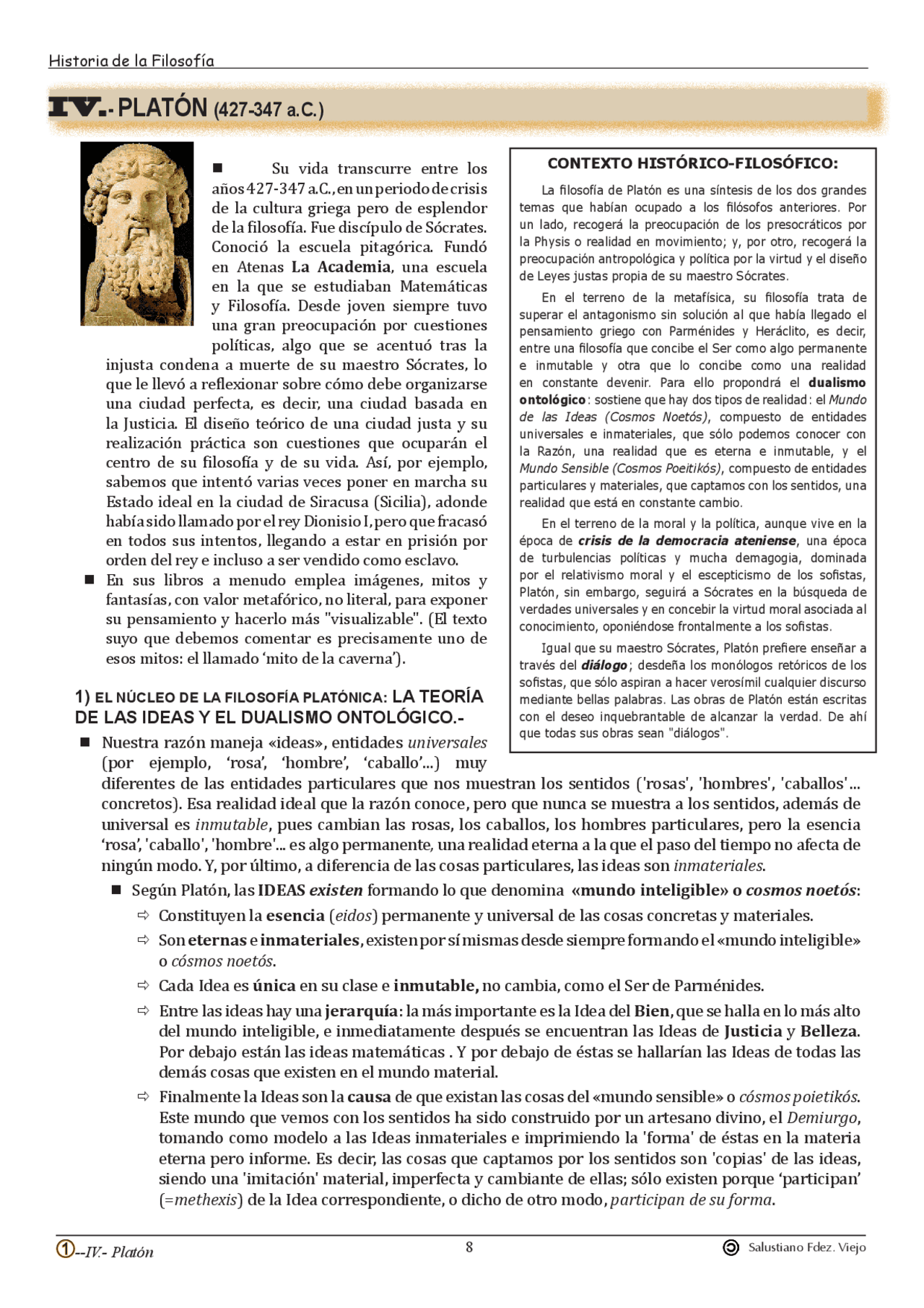 Apuntes Platon 2º Bach Apuntes De Historia De La Filosofía Docsity