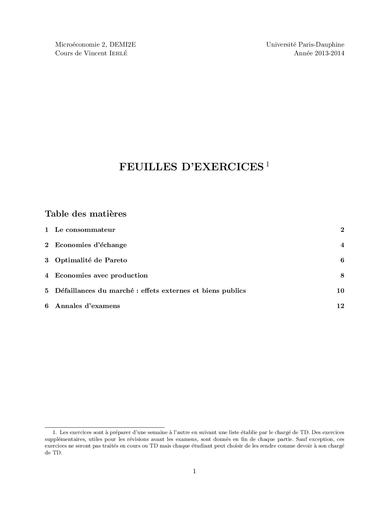 Td Microéconomie 2022 Exercises Microeconomics Docsity