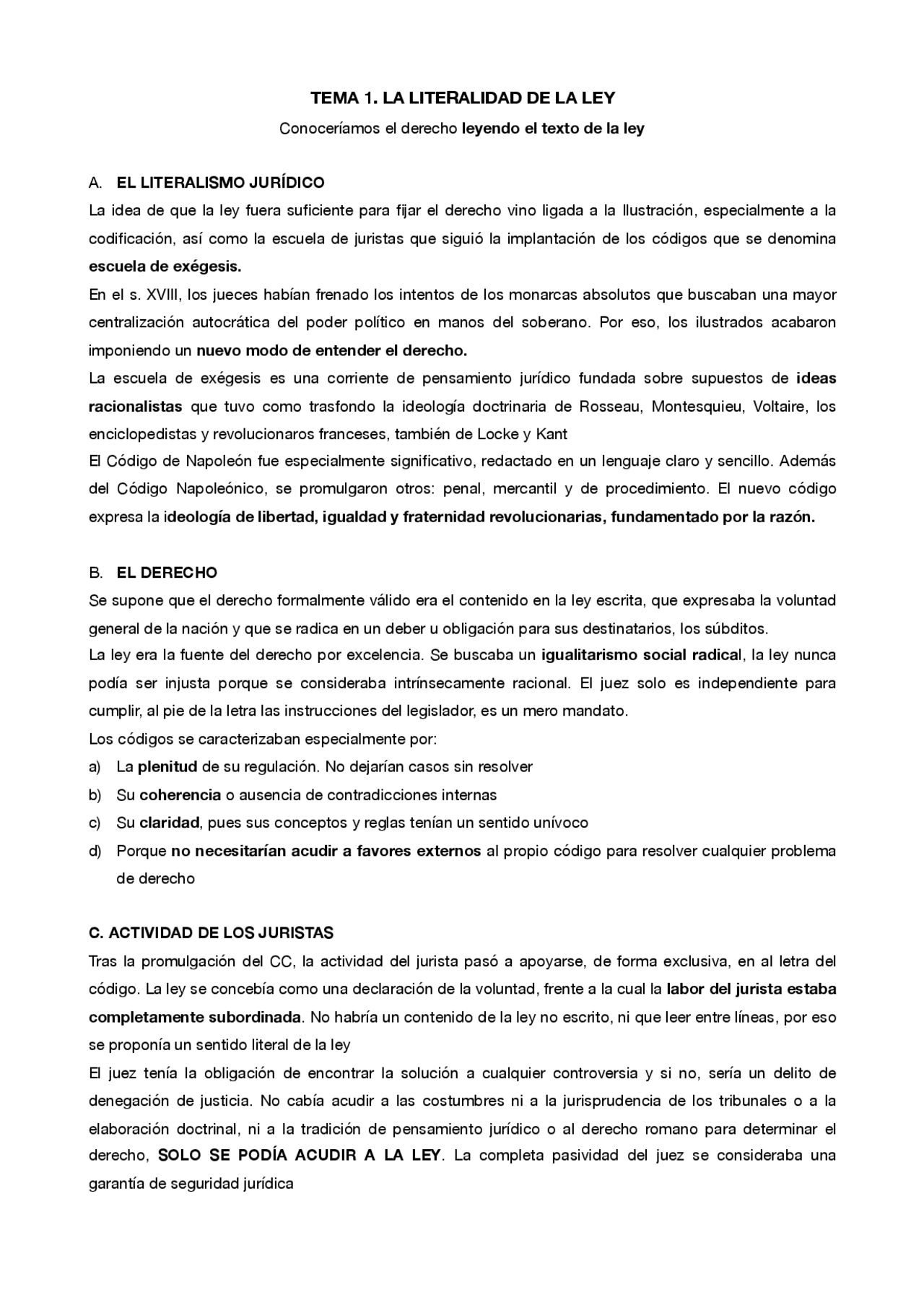 LA LITERALIDAD DE LA LEY | Apuntes de Filosofía | Docsity