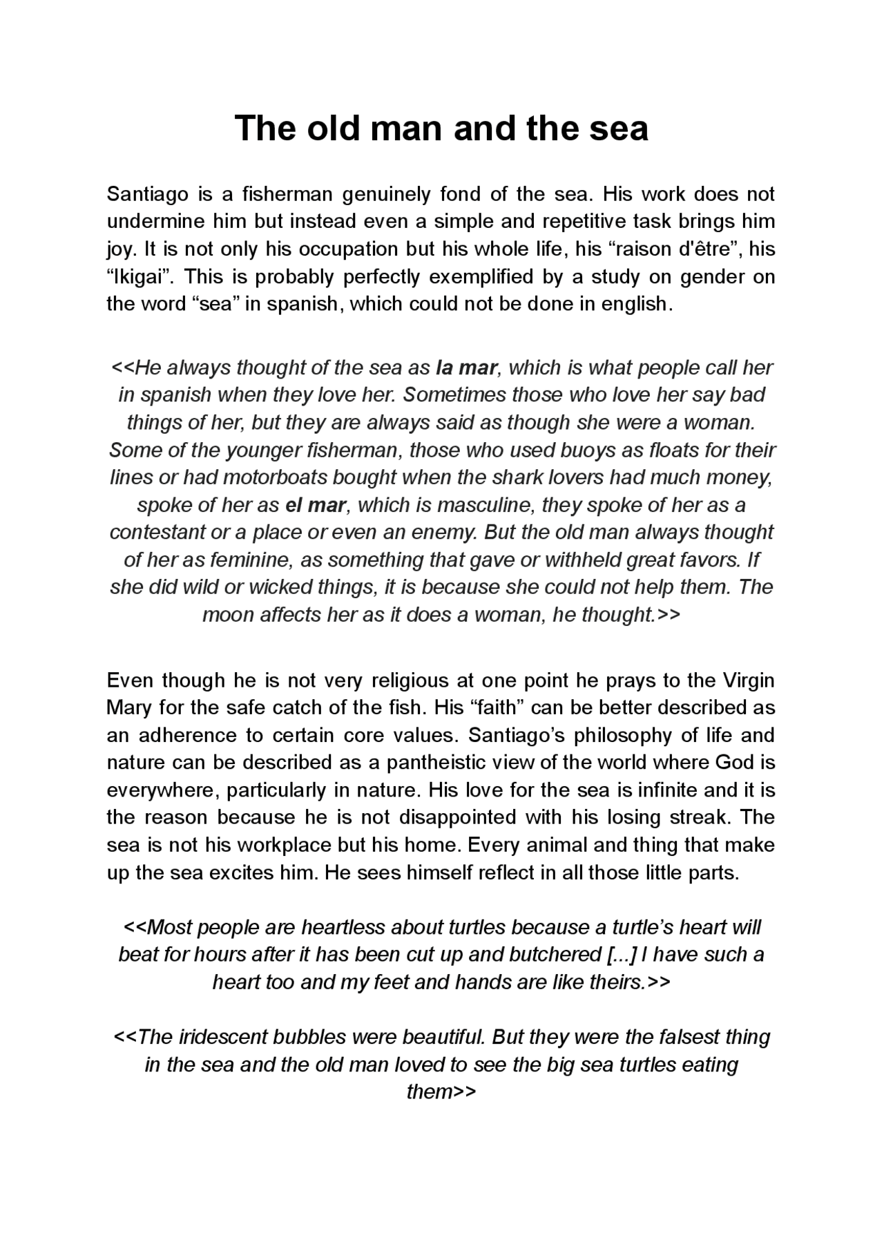 The Old man and the Sea, Ernest Hemingway: Summary, Analysis and Themes ...