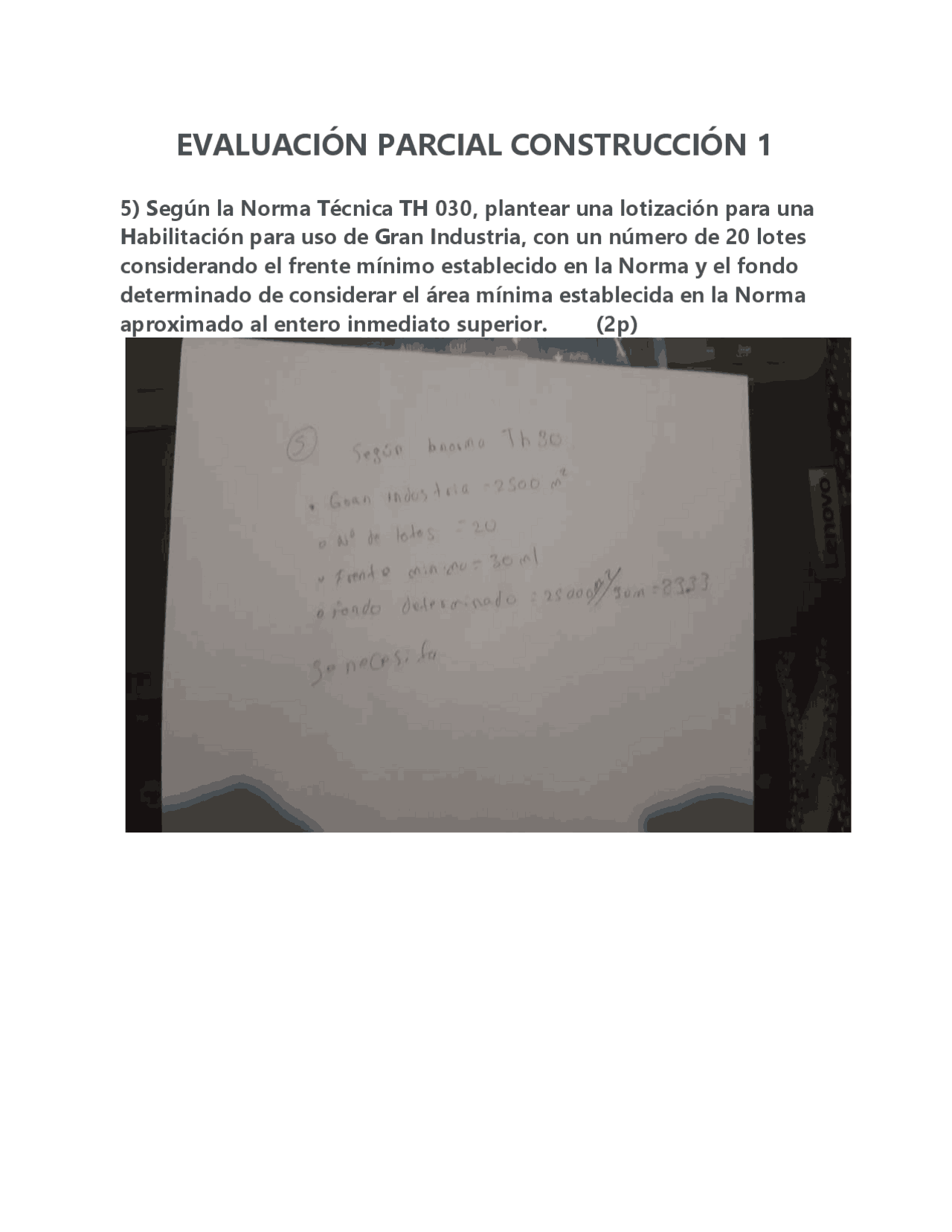 Examen Parcial Construcción Exámenes De Construcción Docsity