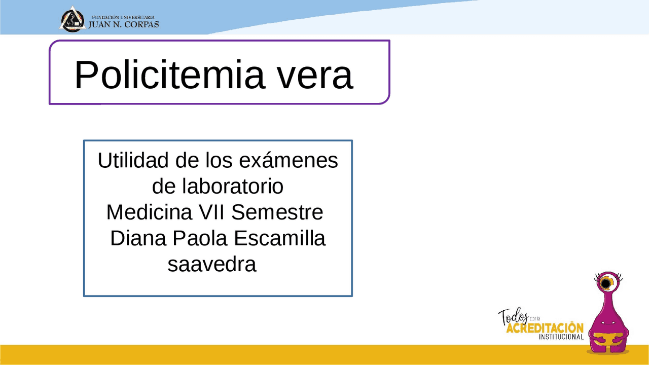 Policitemia vera examenes | Diapositivas de Biología | Docsity
