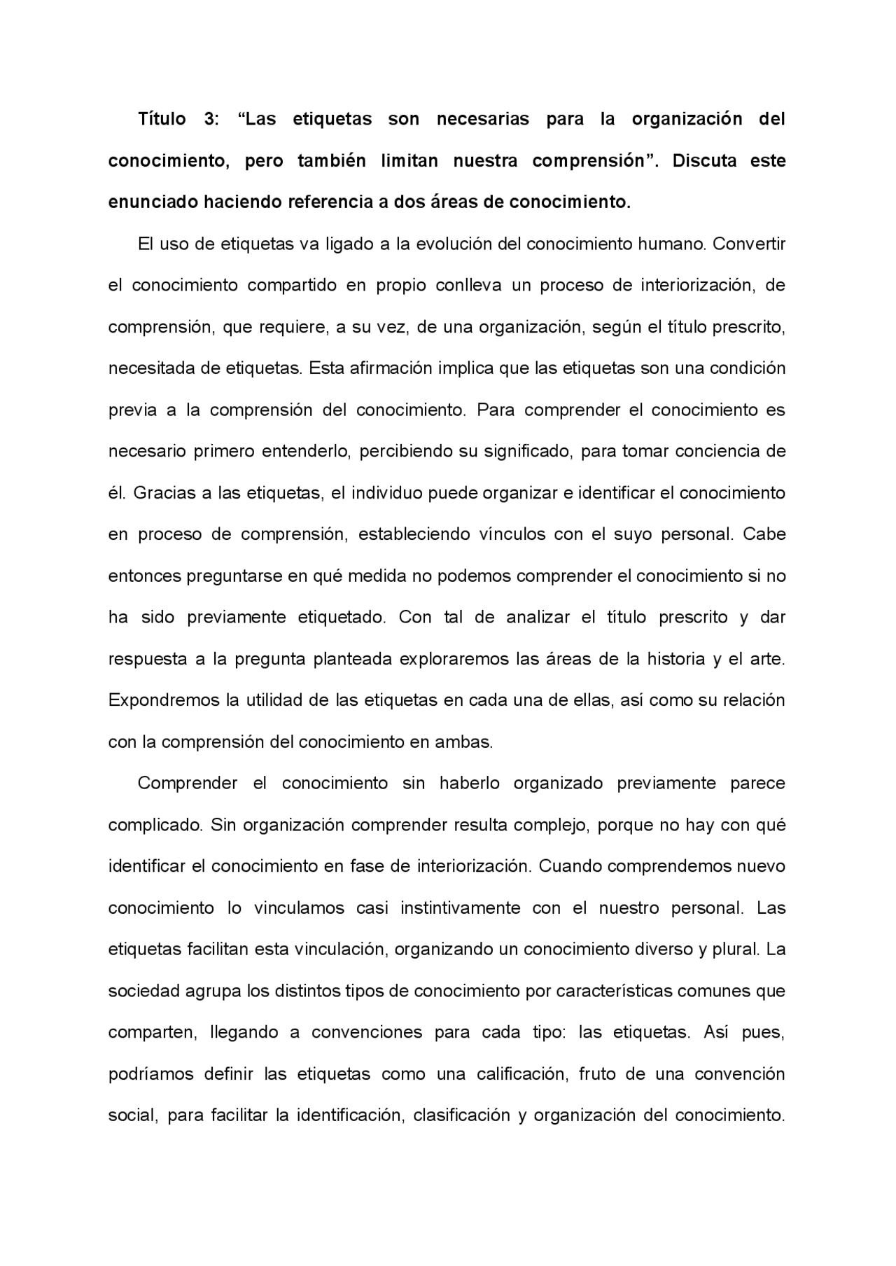 Ensayo De Teoría Del Conocimiento Tdc Ib Monografías Ensayos De