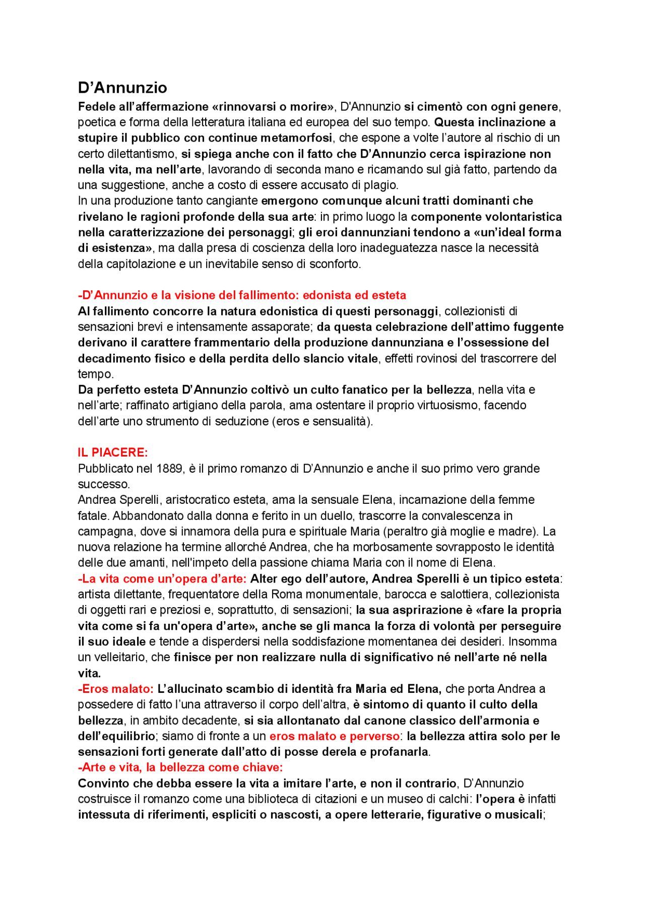 Gabriele Dannunzio Concetti Chiave Schemi E Mappe Concettuali Di