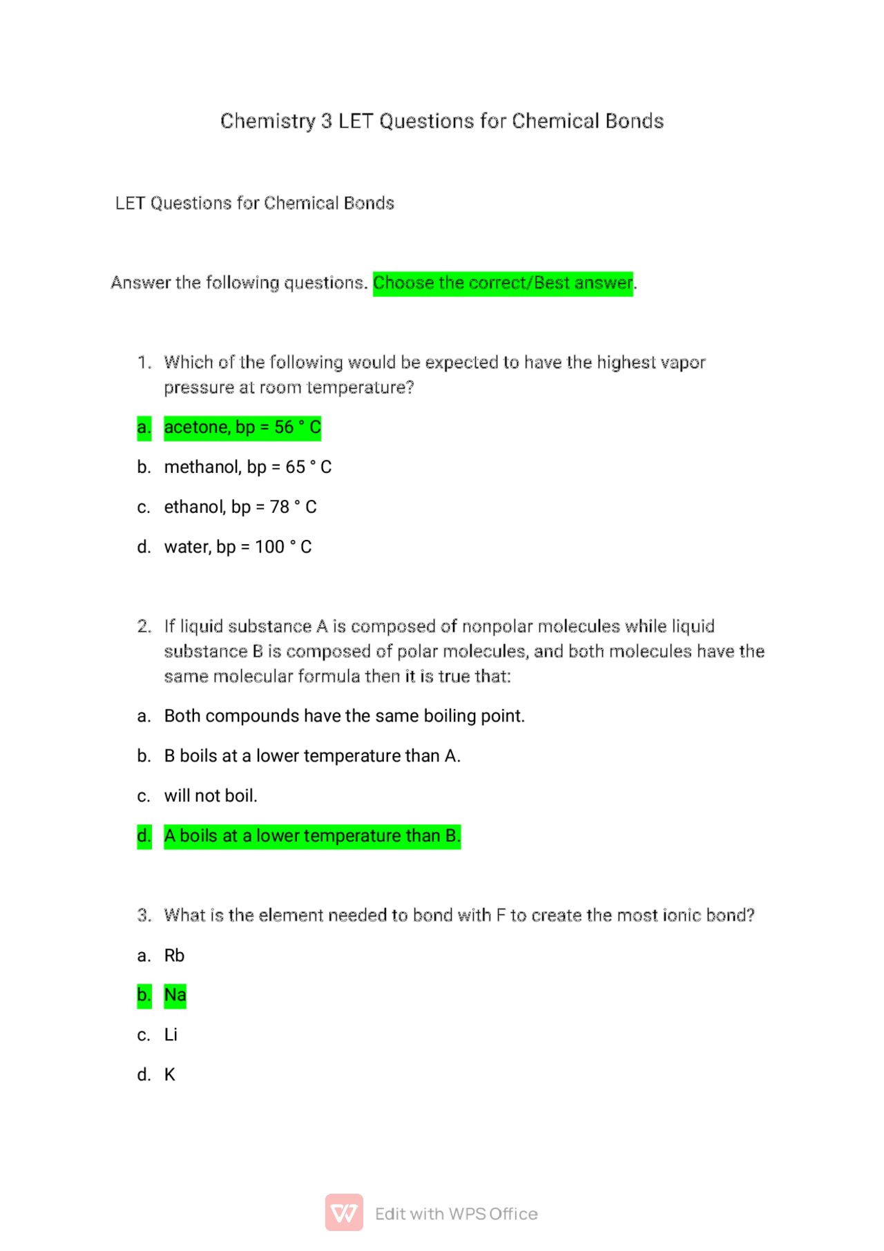 LET REVIEW CHEMISTRY | Study notes Chemistry | Docsity