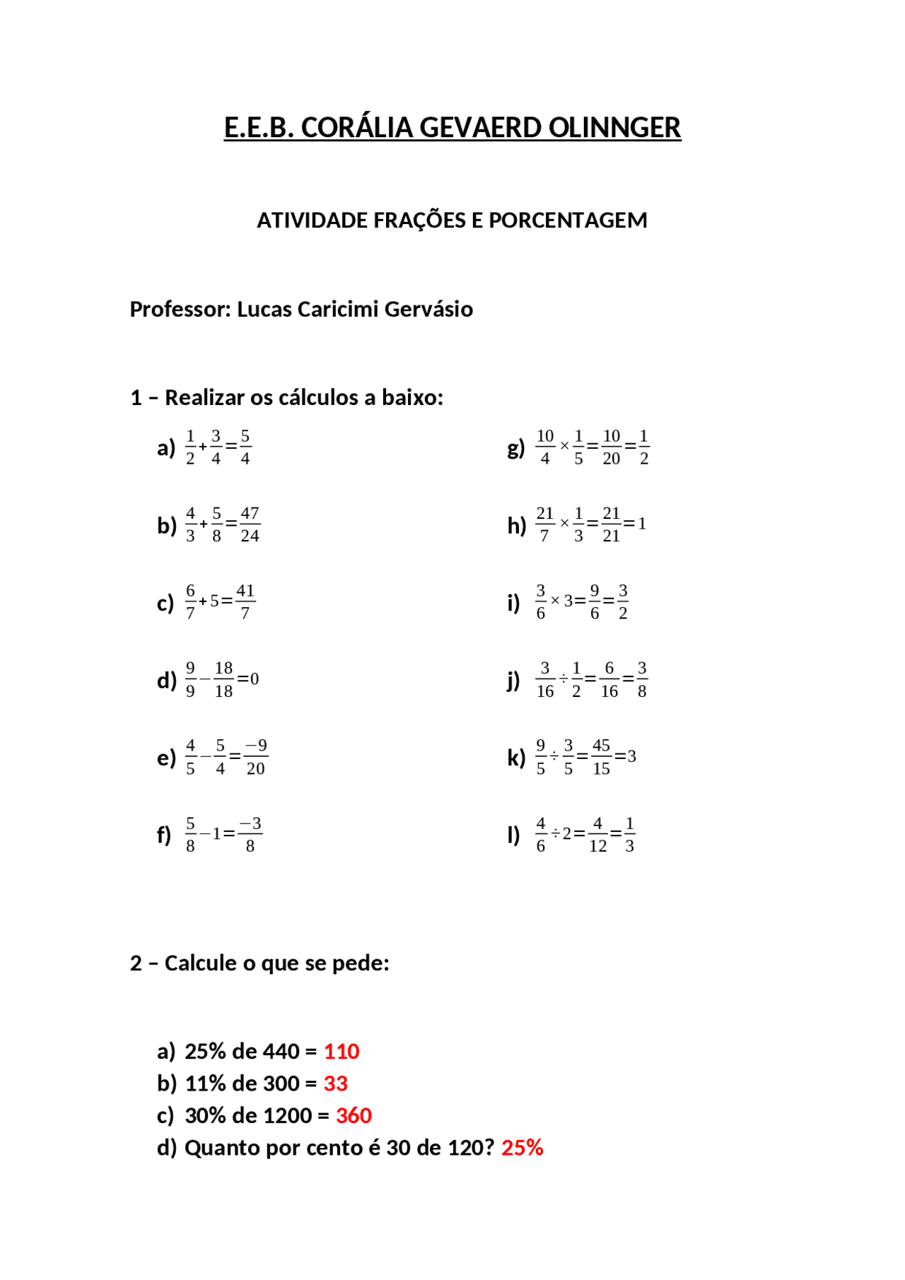 Matematica E Suas Atividades Exercícios Matemática Docsity