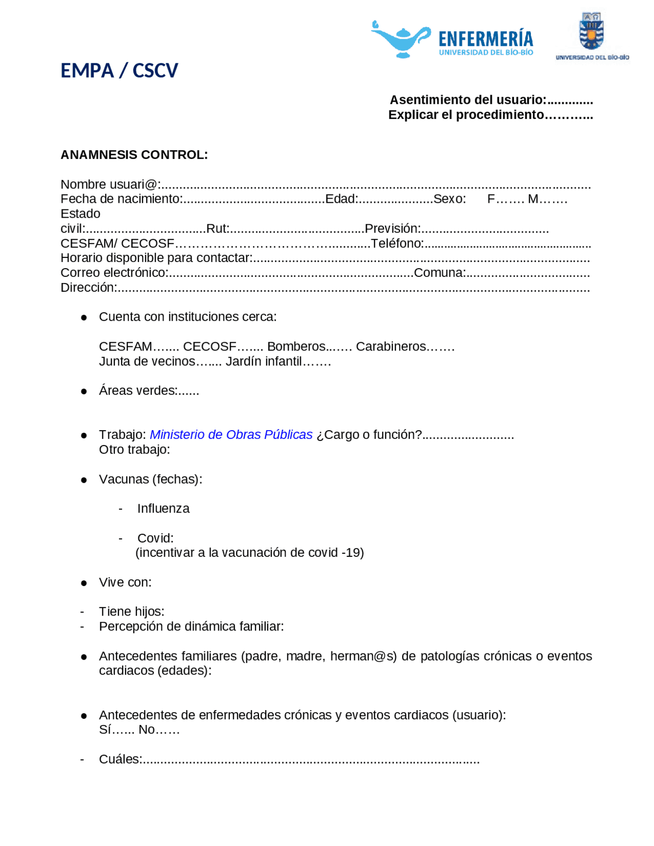 Plantilla Para Cscv O Empa Enfermería Sintesi Del Corso Di