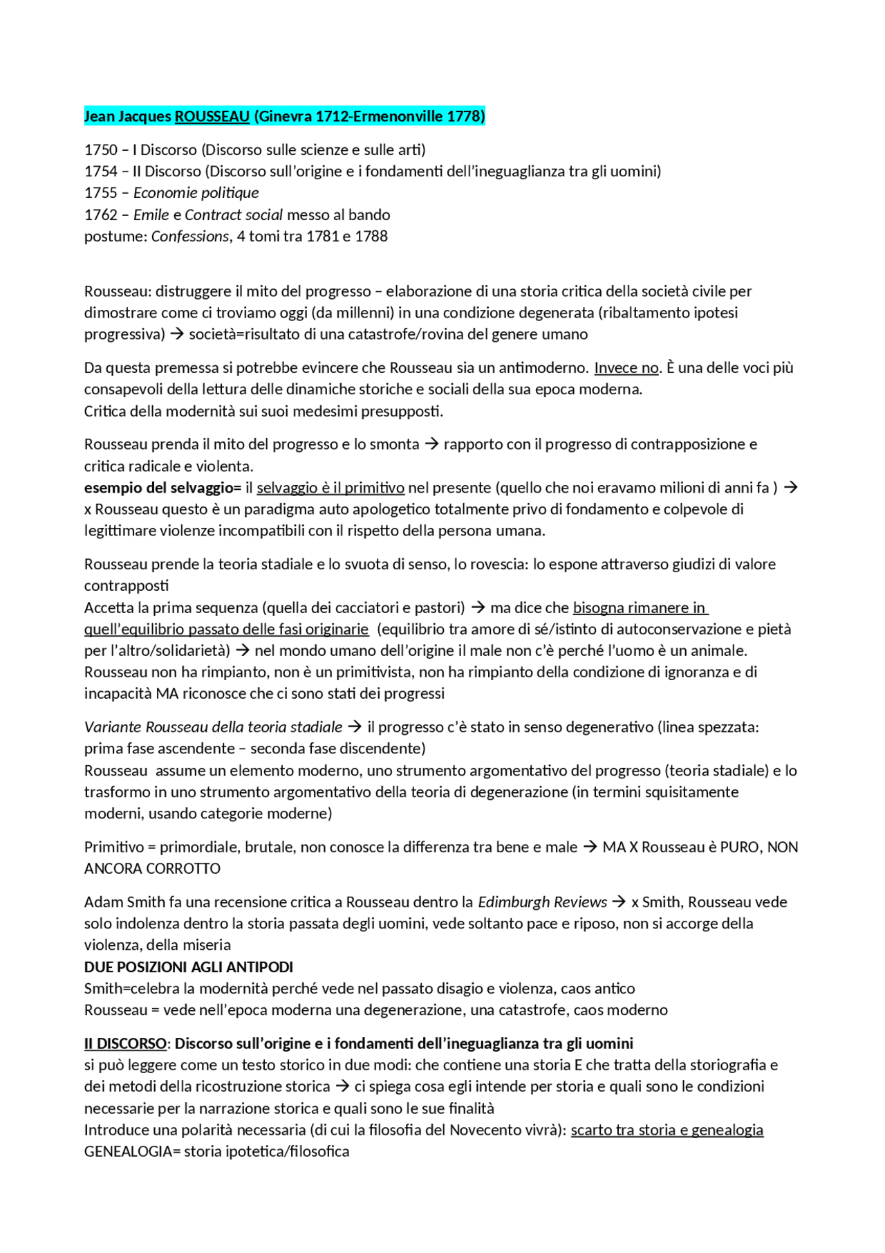 Schema Del Pensiero Di Rousseau Schemi E Mappe Concettuali Di