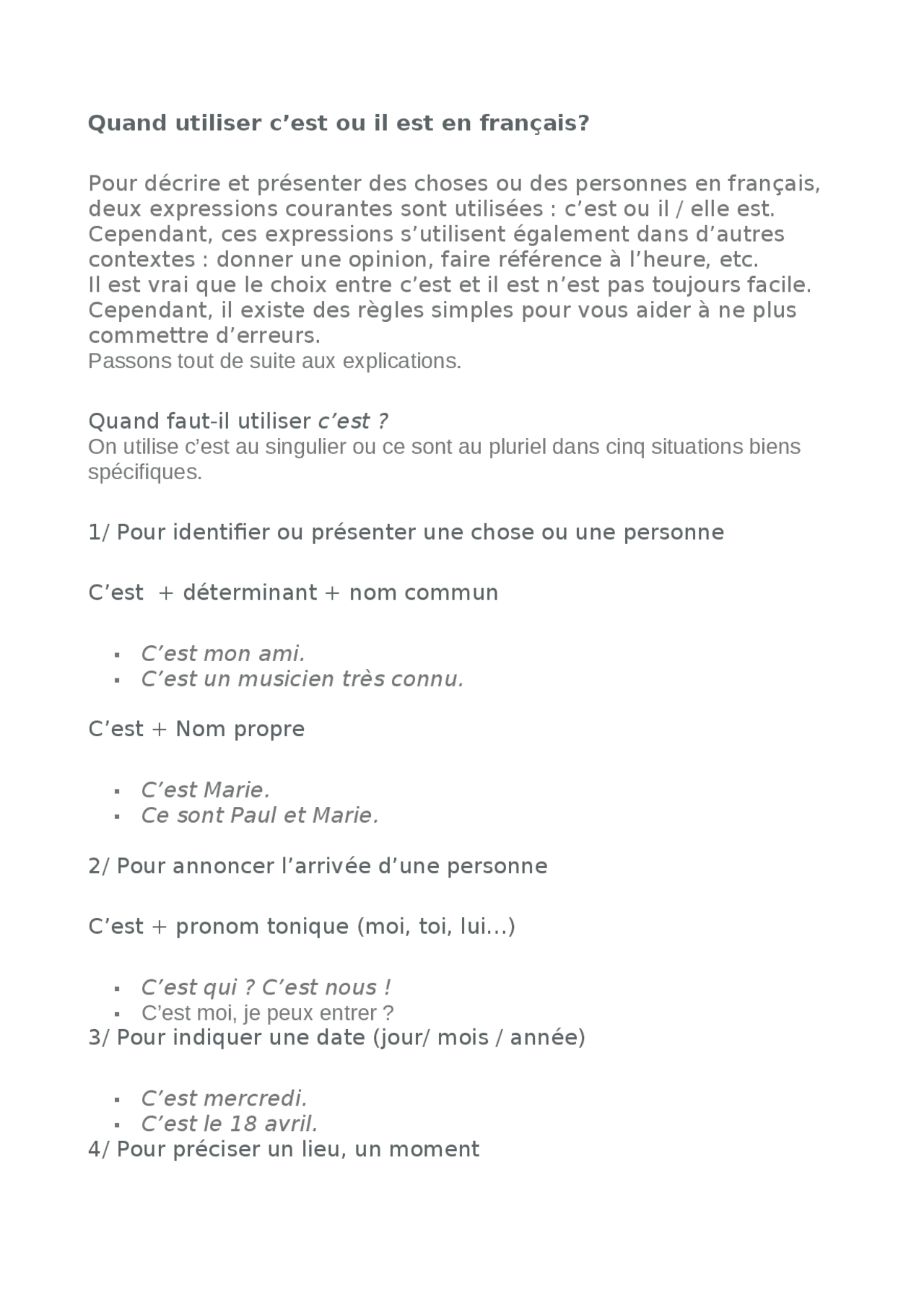 C'est ou il est- quando usare uno o l'altro | Schemi e mappe ...